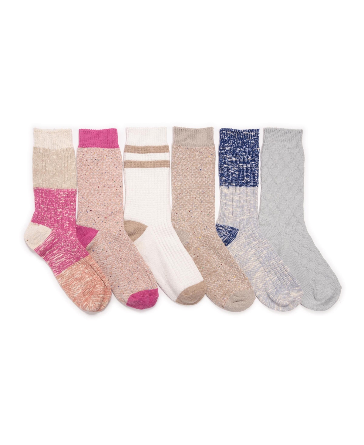 Muk Luks Womens Microfiber Boot Socks 6 Pack - Prep stripes