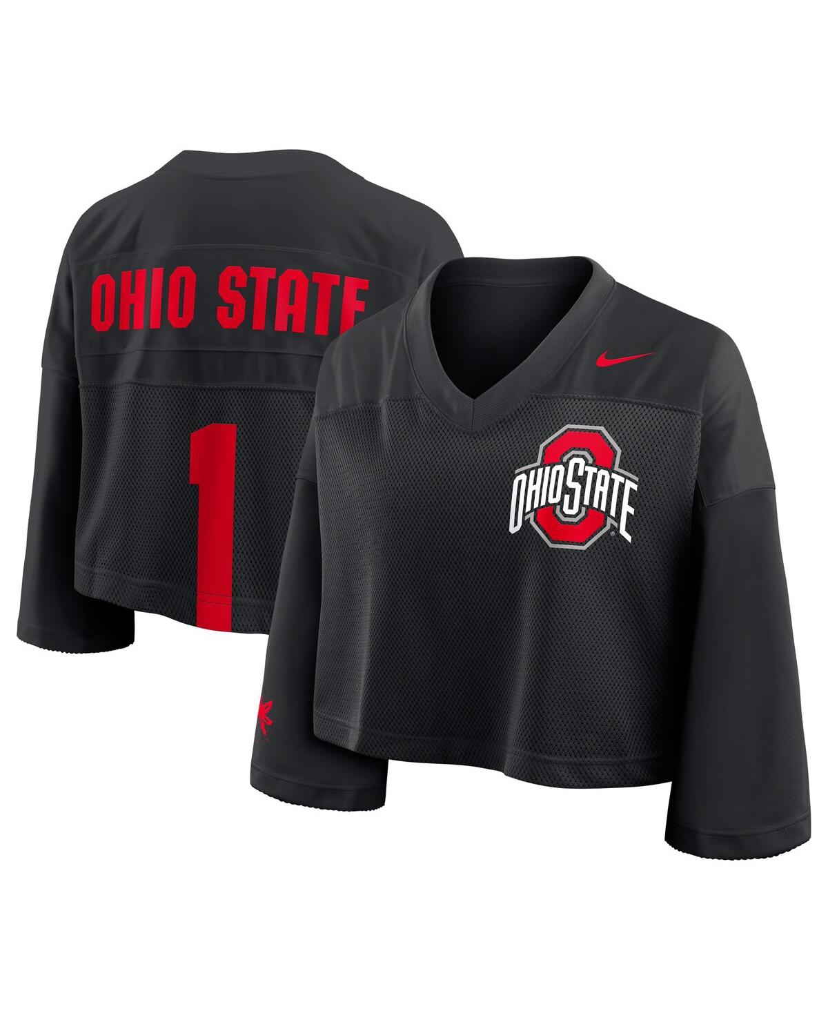 Click here for Nike Womens Black Ohio State Buckeyes Cropped Mesh... prices