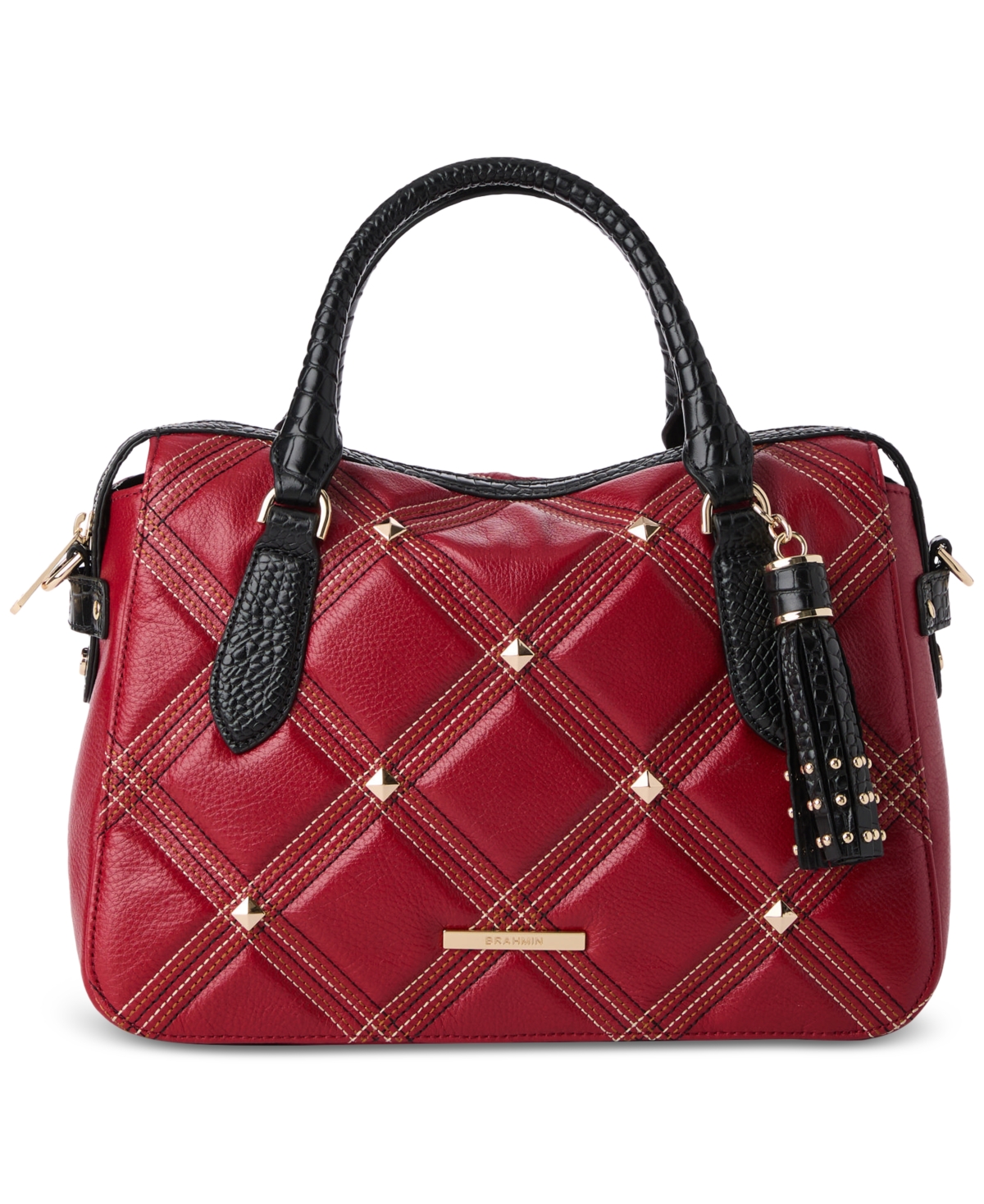 Click here for Brahmin Micaela Medium Leather Satchel - Red Camde... prices
