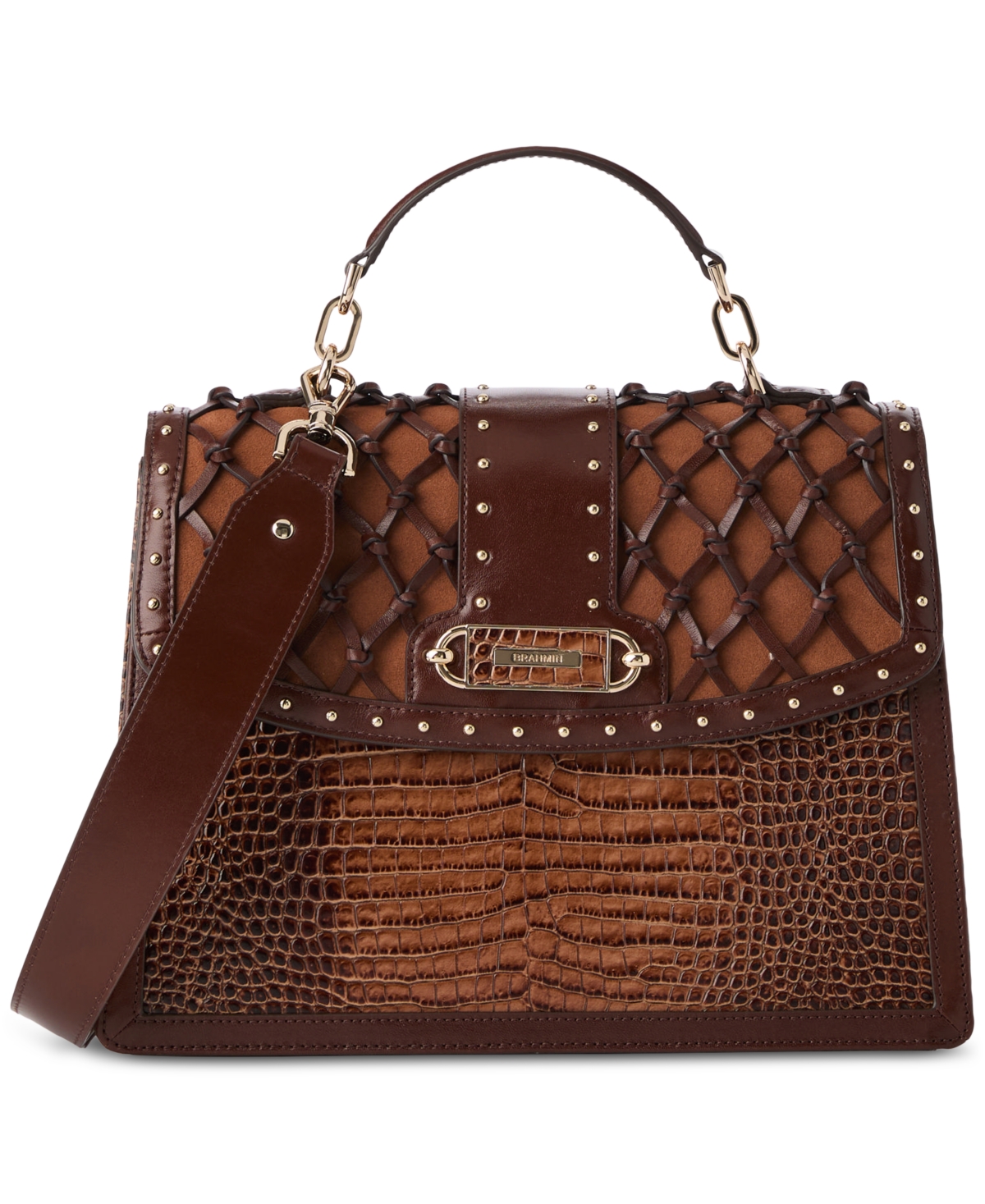 Click here for Brahmin Hallie Leather Satchel - Tan Aberdeen prices