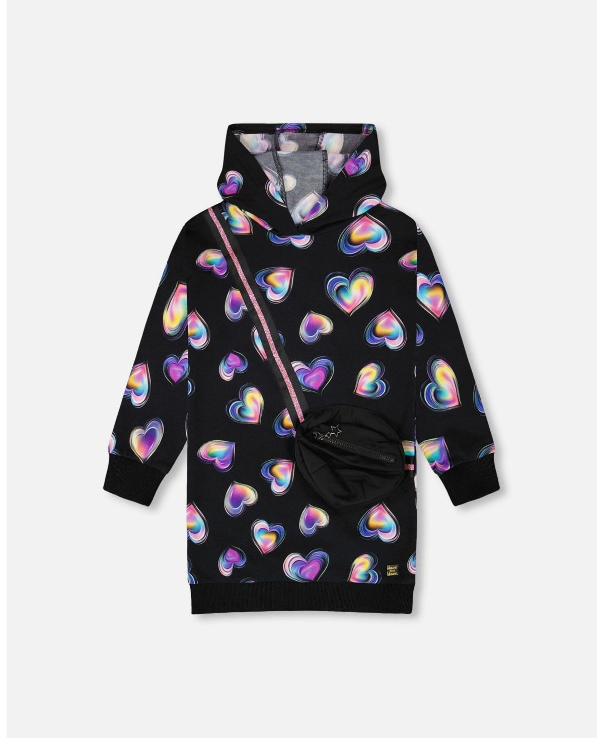 Click here for Deux par Deux Girl Hooded Fleece Dress Black and M... prices