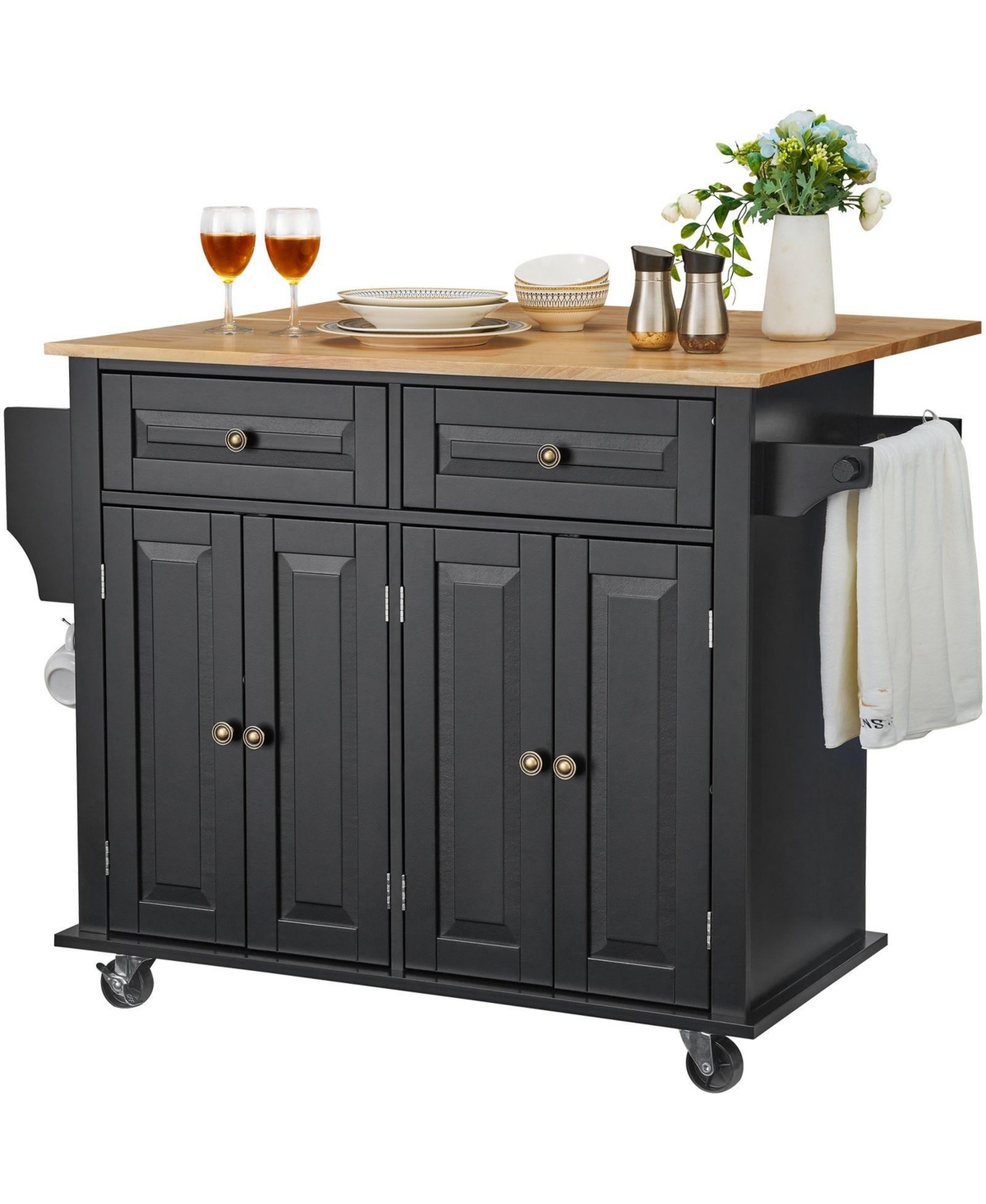 Click here for Slickblue Mobile Kitchen Cart with Solid Wood Top... prices