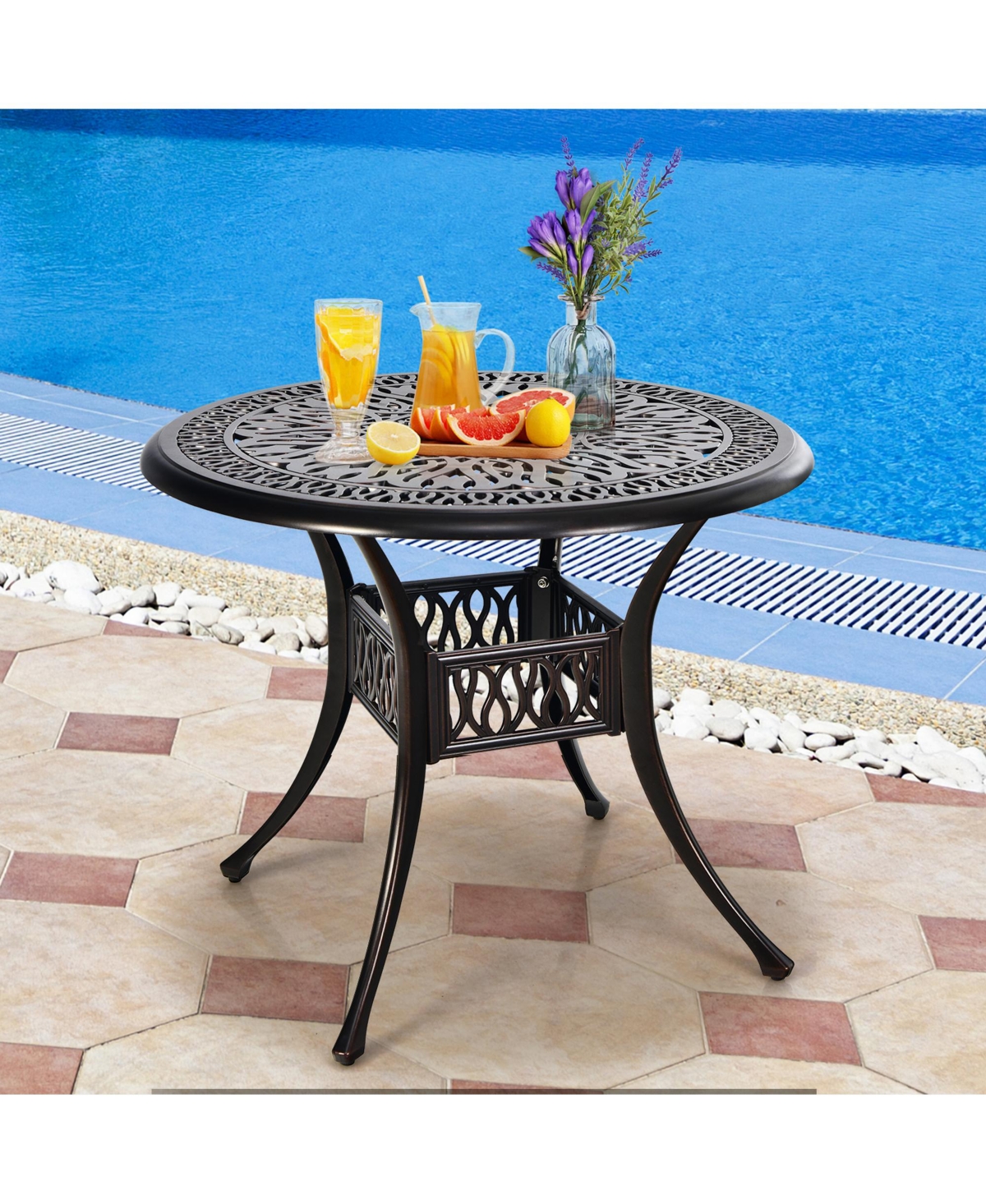 Click here for Gymax 36 Outdoor Round Dining Table Cast Aluminum... prices