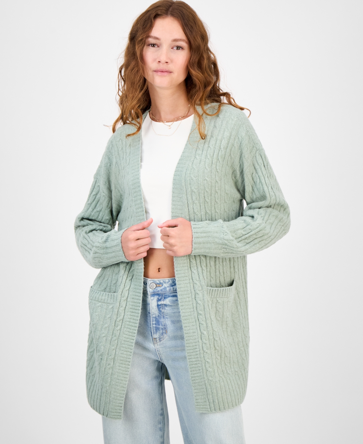 Click here for Hippie Rose Juniors Open-Front Long-Sleeve Midi Ca... prices