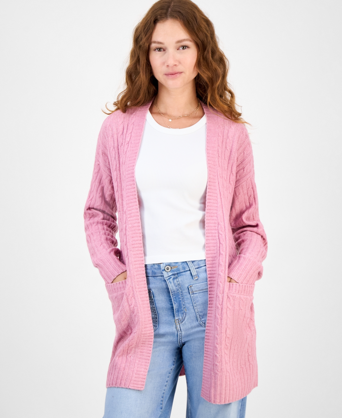 Click here for Hippie Rose Juniors Open-Front Long-Sleeve Midi Ca... prices
