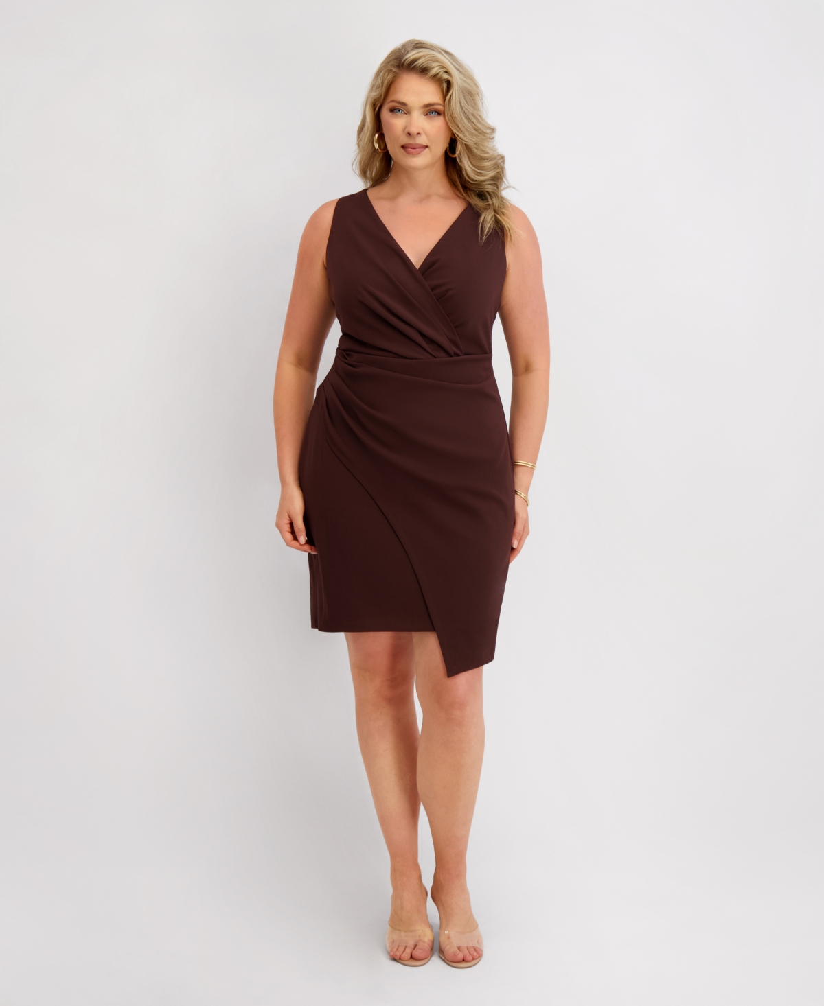 Click here for Siena Plus Size Origami-Pleat Asymmetric-Hem Dress... prices