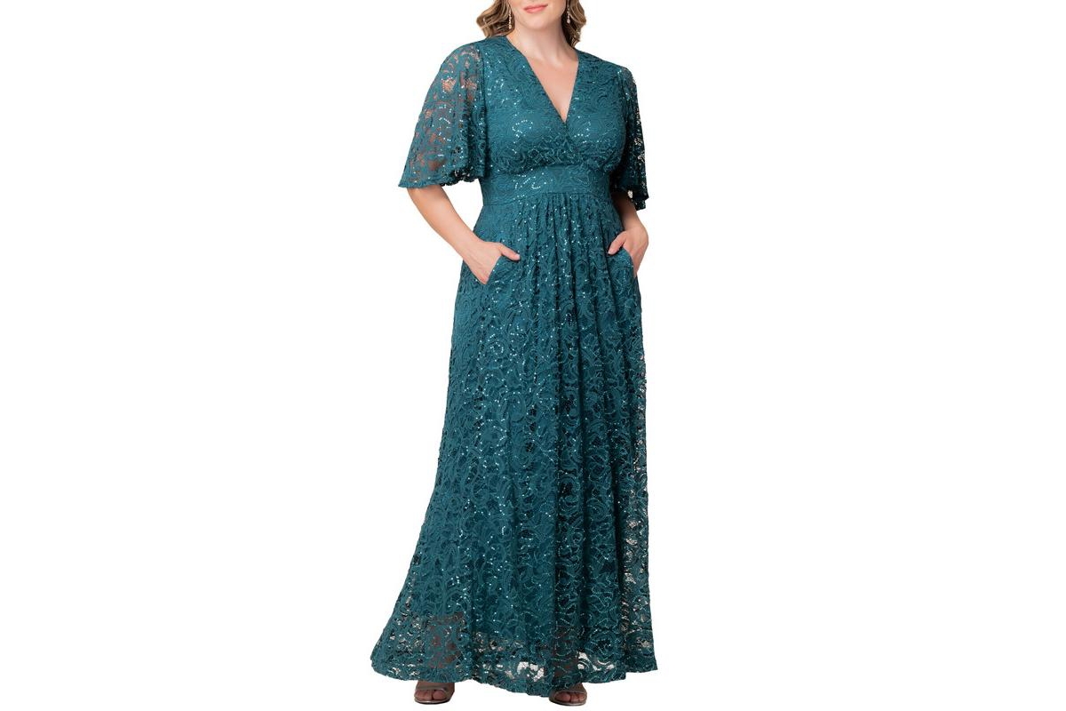 Click here for Kiyonna Plus Size Luminous Sequin Lace Evening Gow... prices