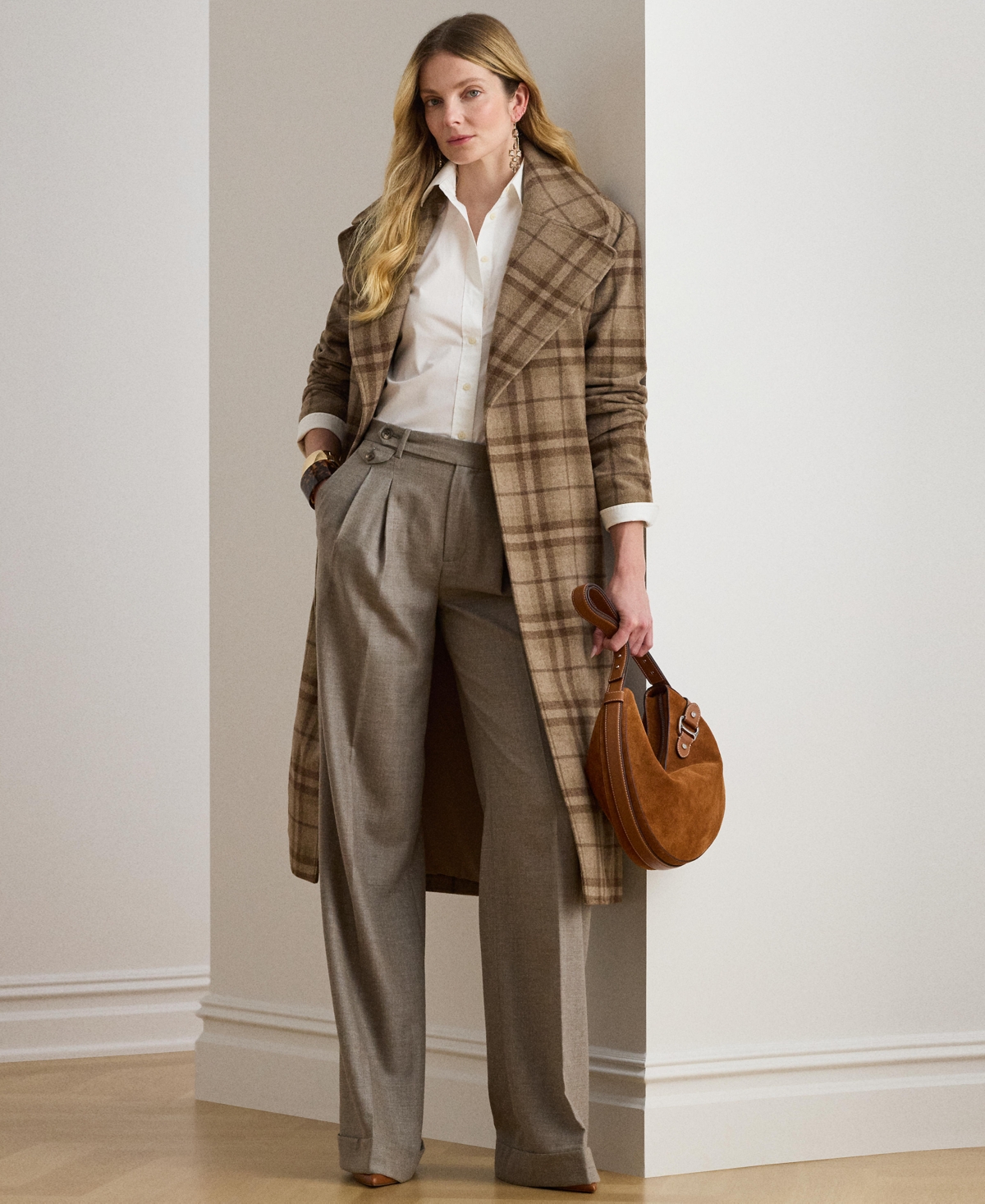 Click here for Lauren Ralph Lauren Womens Plaid Wool Blend Twill... prices