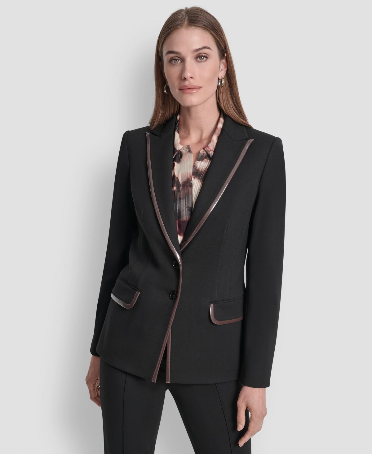 Click here for Dkny Womens Two-Button Ponte Jacket - Black prices