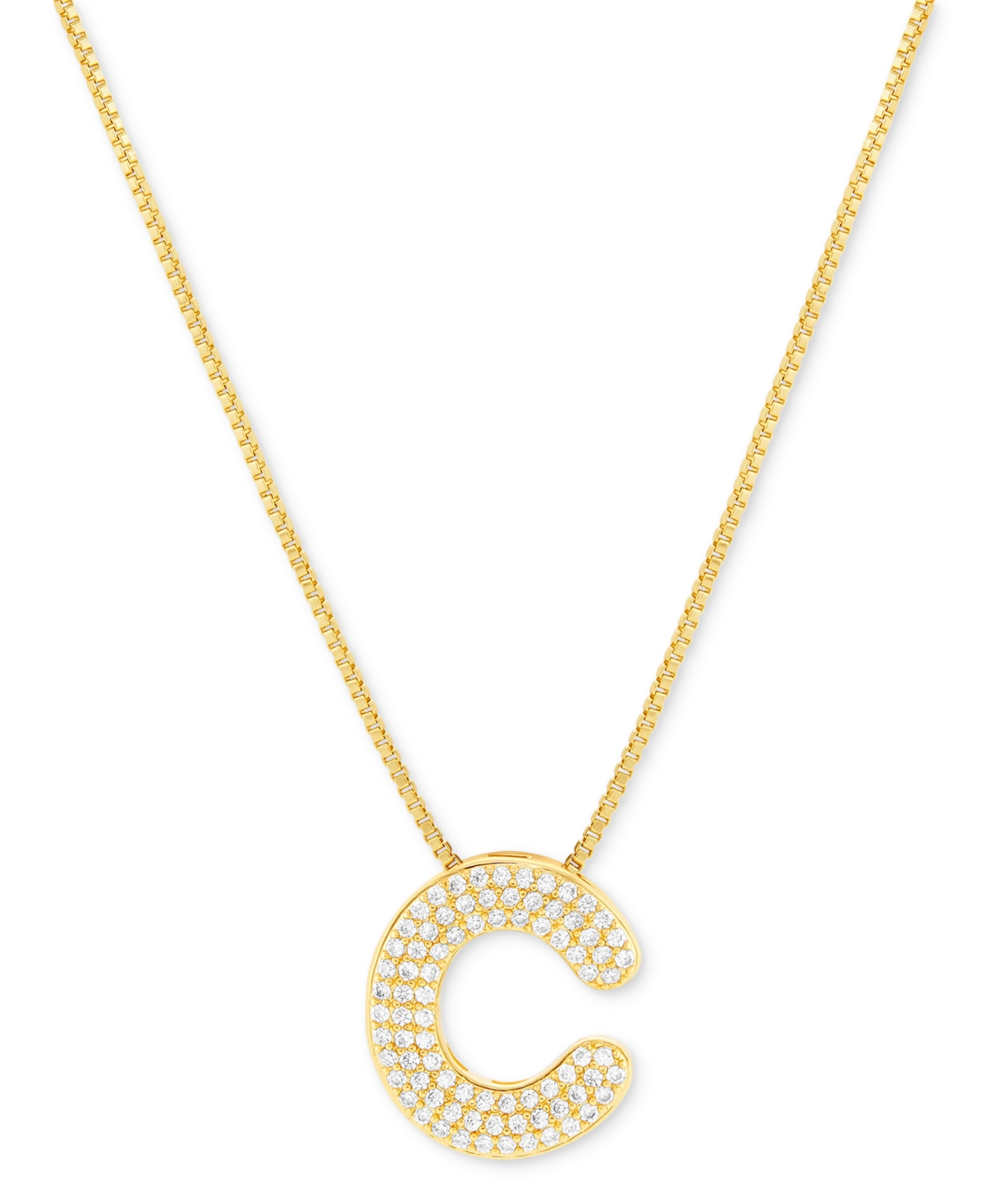 Click here for Cubic Zirconia Bubbly Initial C 18 Pendant Necklac... prices