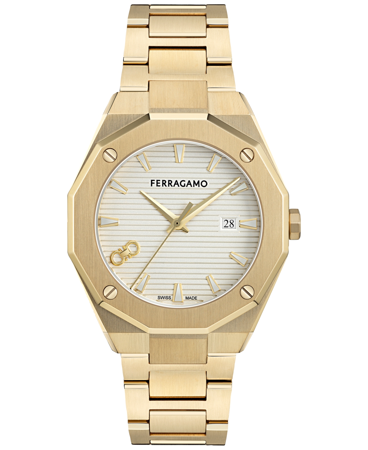 Click here for Ferragamo Mens Swiss Edge Gold Ion Plated Bracelet... prices