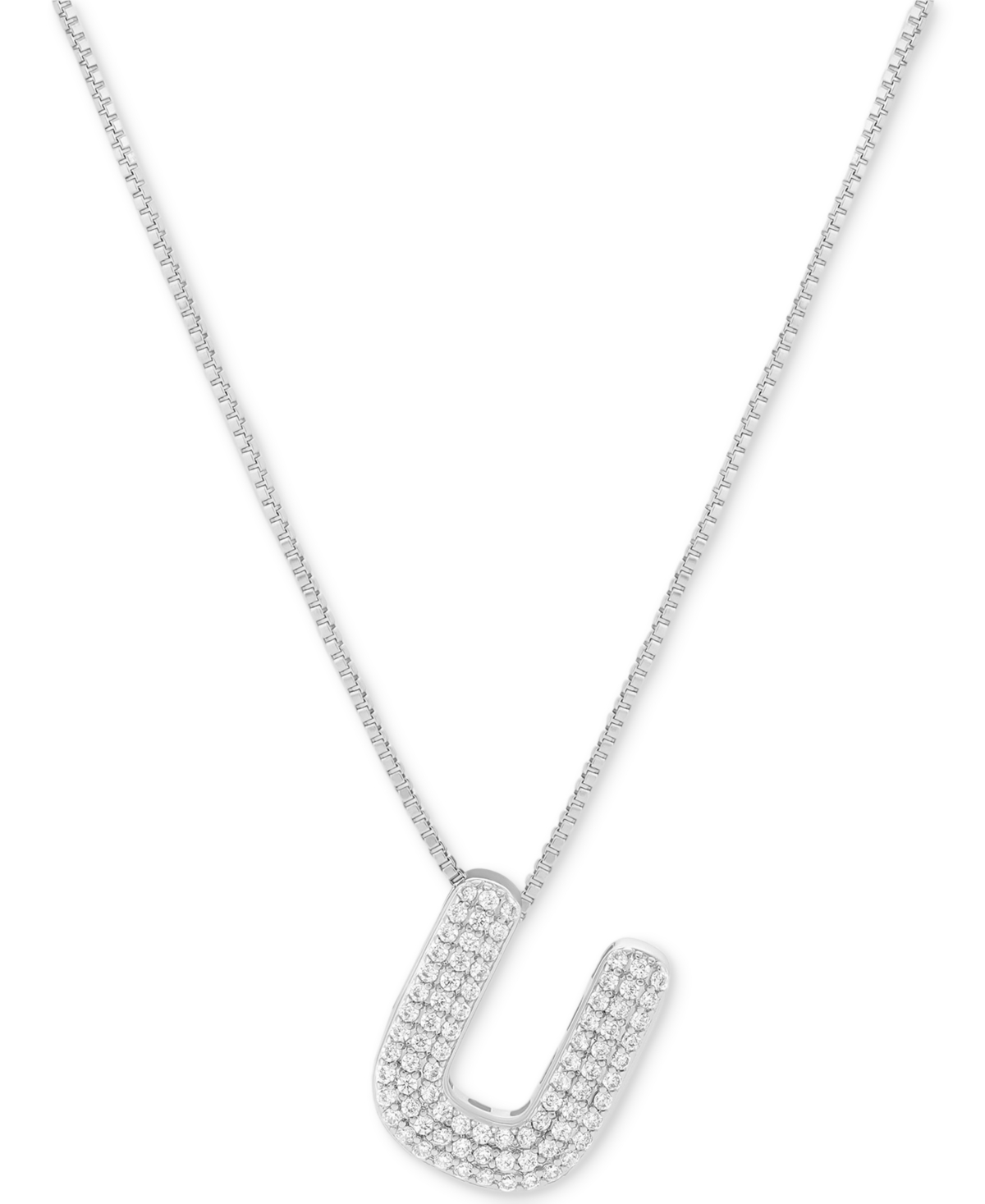 Click here for Cubic Zirconia Bubbly Initial U 18 Pendant Necklac... prices