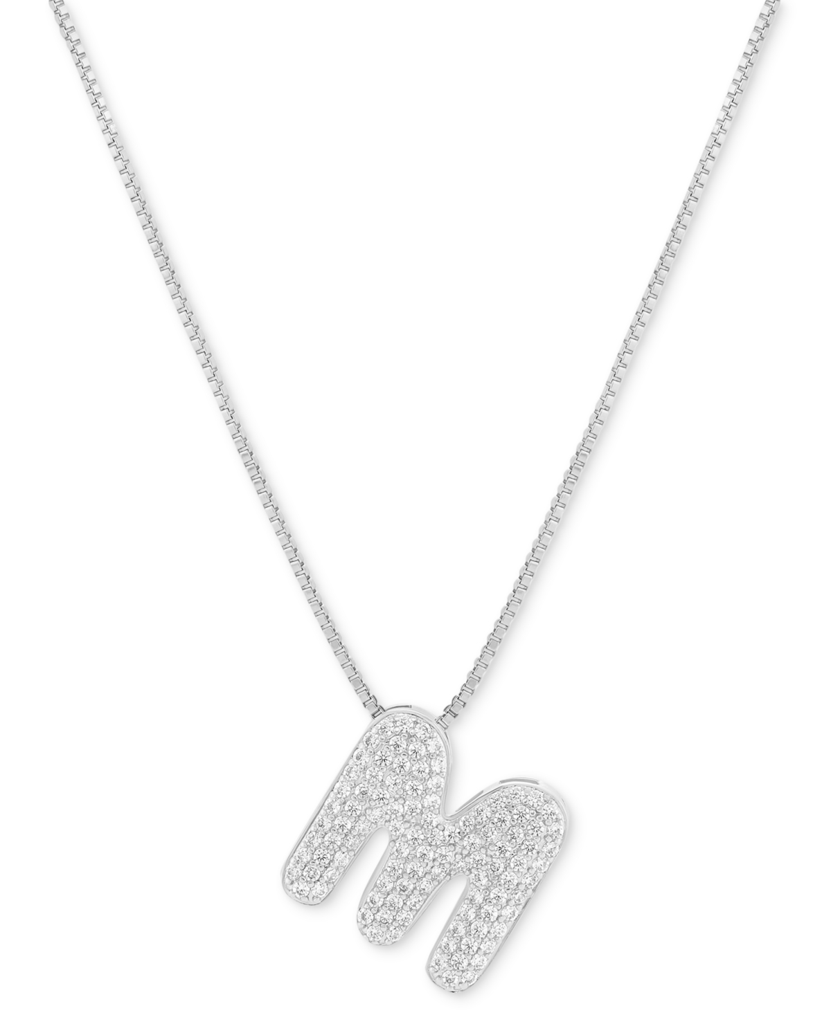 Click here for Cubic Zirconia Bubbly Initial M 18 Pendant Necklac... prices