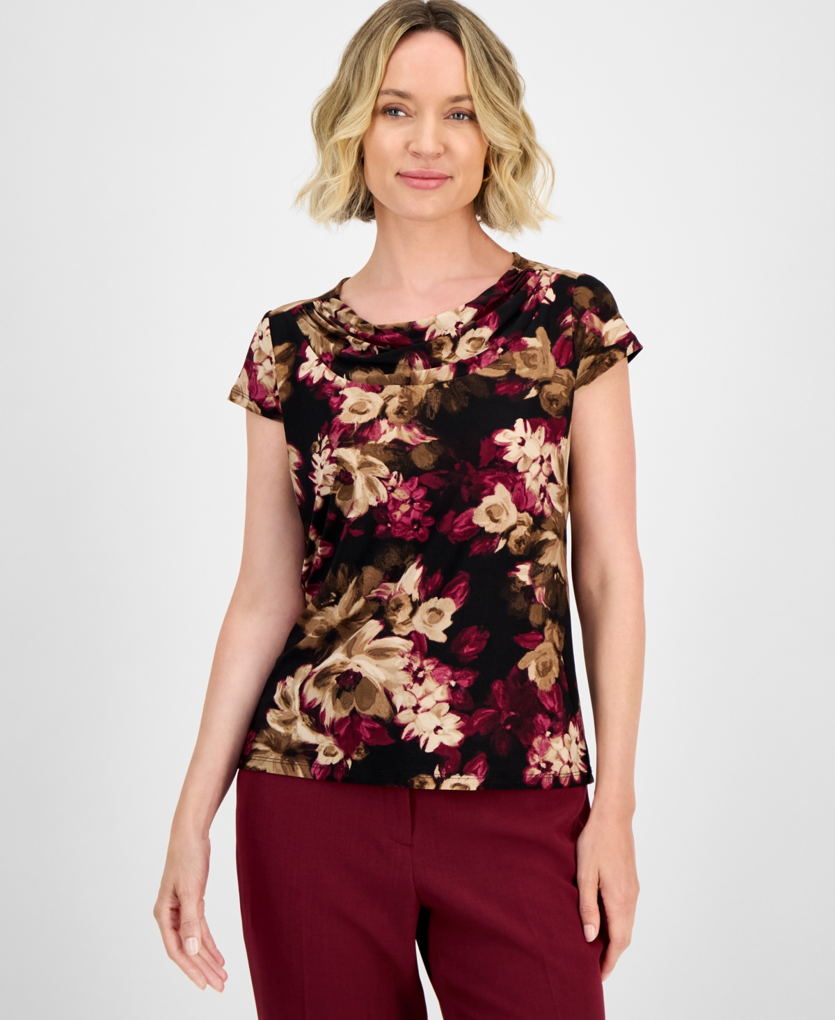 Click here for Kasper Womens Regular & Petite Cowl Neck Cap Sleev... prices