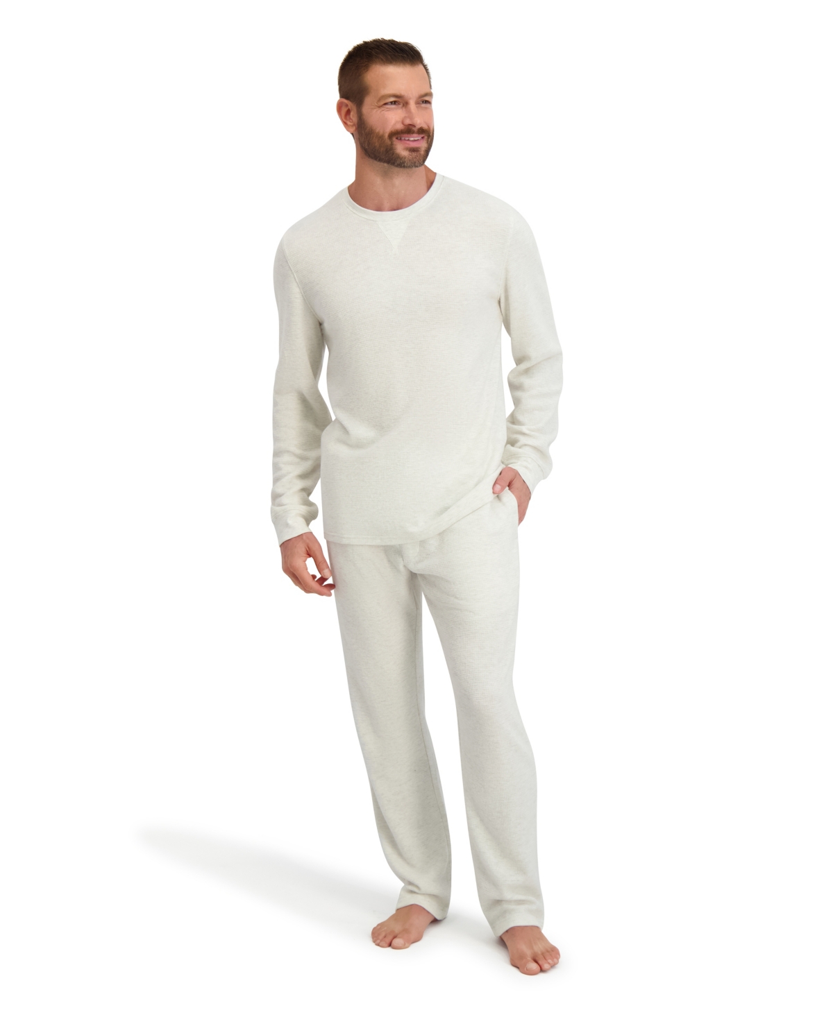 Click here for Hanes Mens Waffle Crew Neck Sleep Set - Oatmeal He... prices
