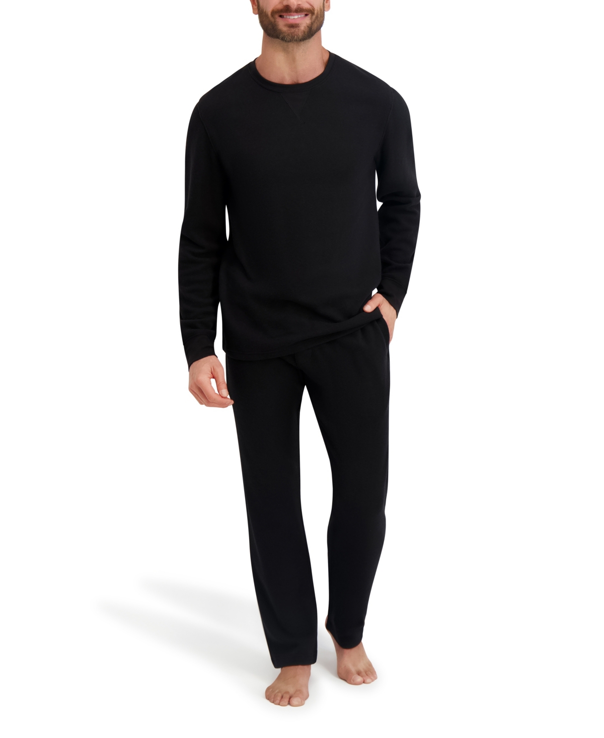 Click here for Hanes Mens Waffle Crew Neck Sleep Set - Black prices