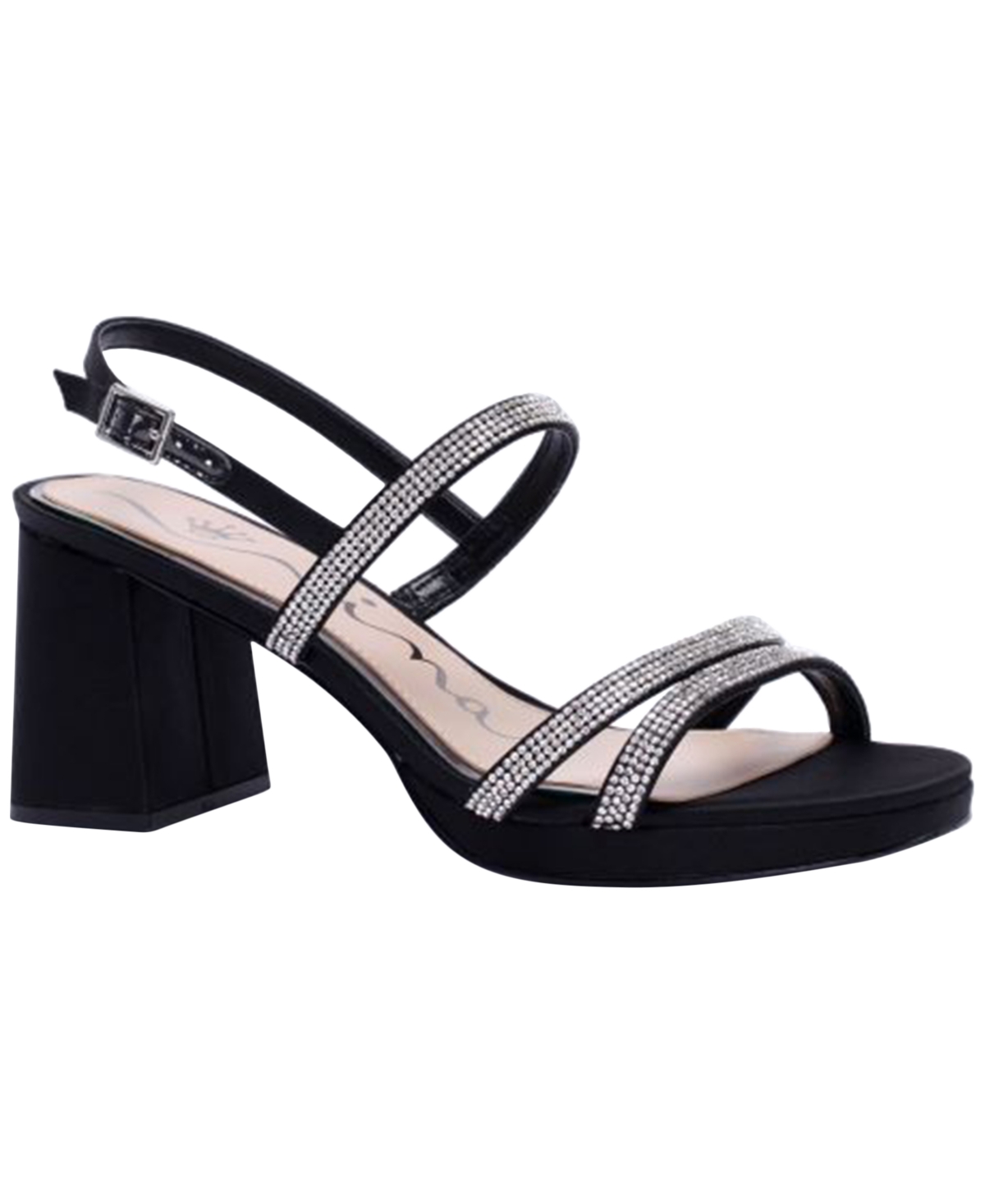 Click here for Nina Womens Berna Block-Heel Strappy Sandals - Bla... prices