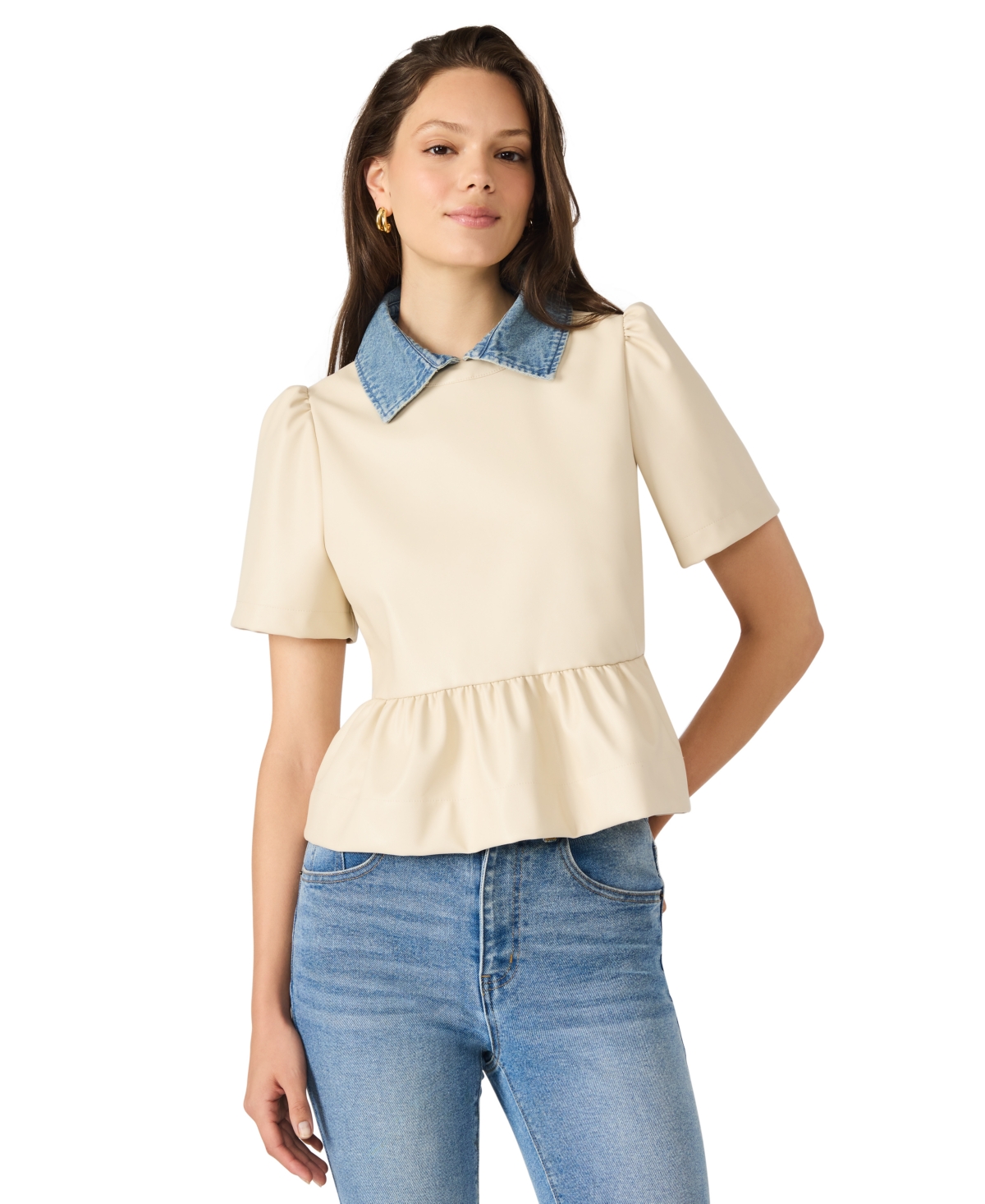 Click here for Steve Madden Womens Emeline Collar Top - Bone prices