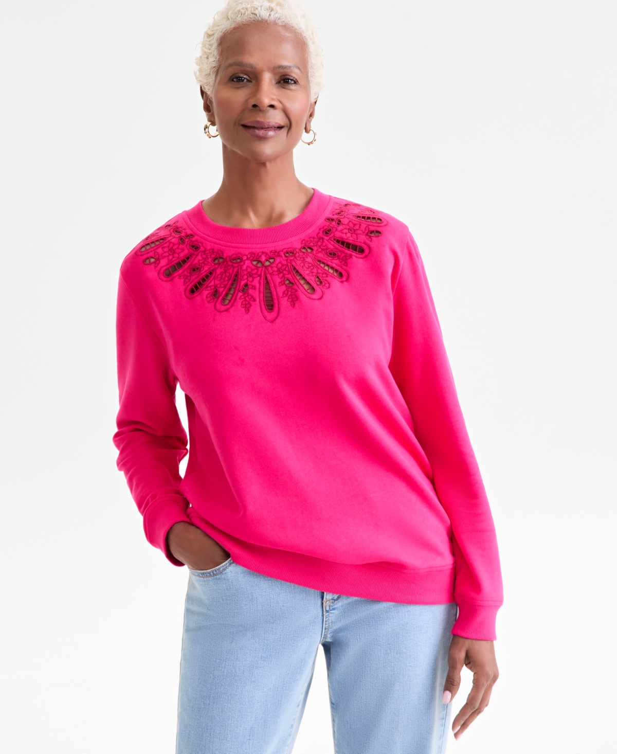 Click here for Style & Co Womens Embroidery Crewneck Sweatshirt... prices