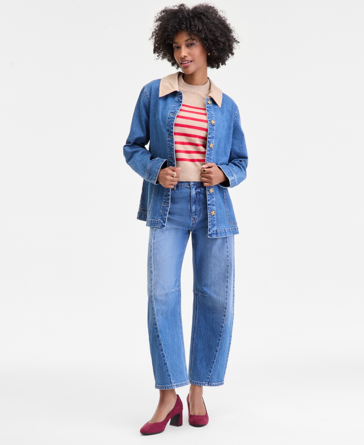 Click here for On 34th Womens Denim Corduroy Collar Jacket  Macys... prices