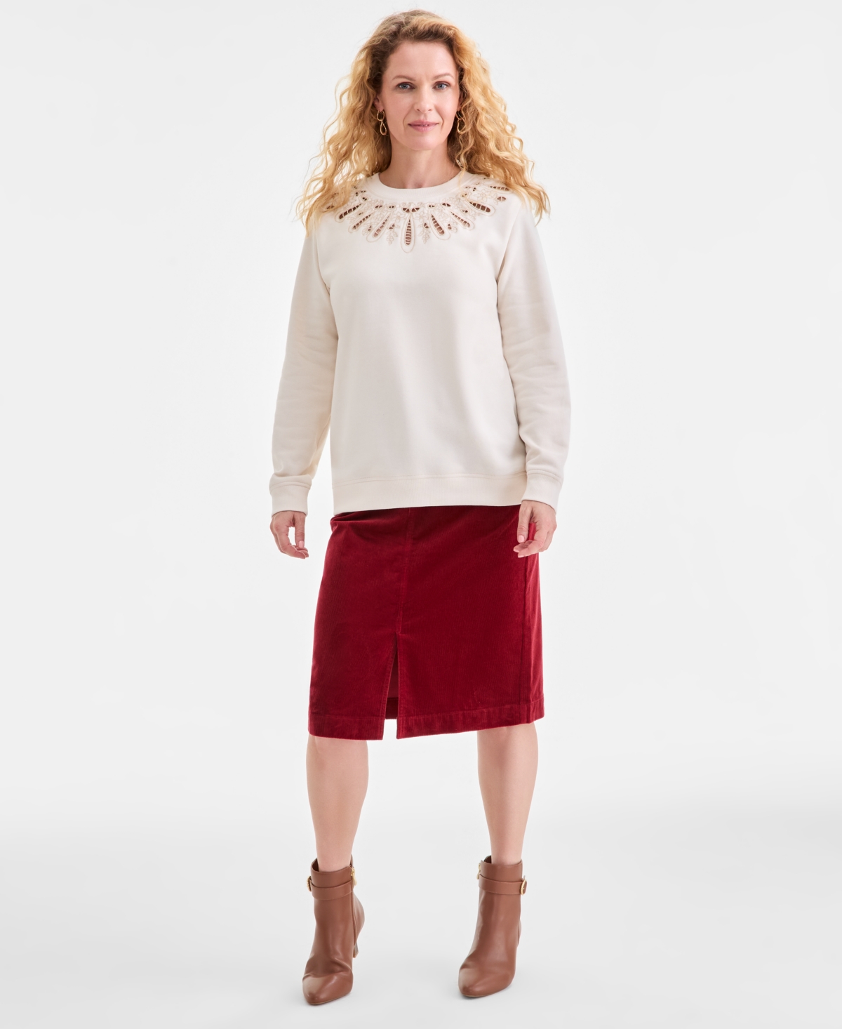 Click here for Style & Co Womens Embroidery Crewneck Sweatshirt... prices