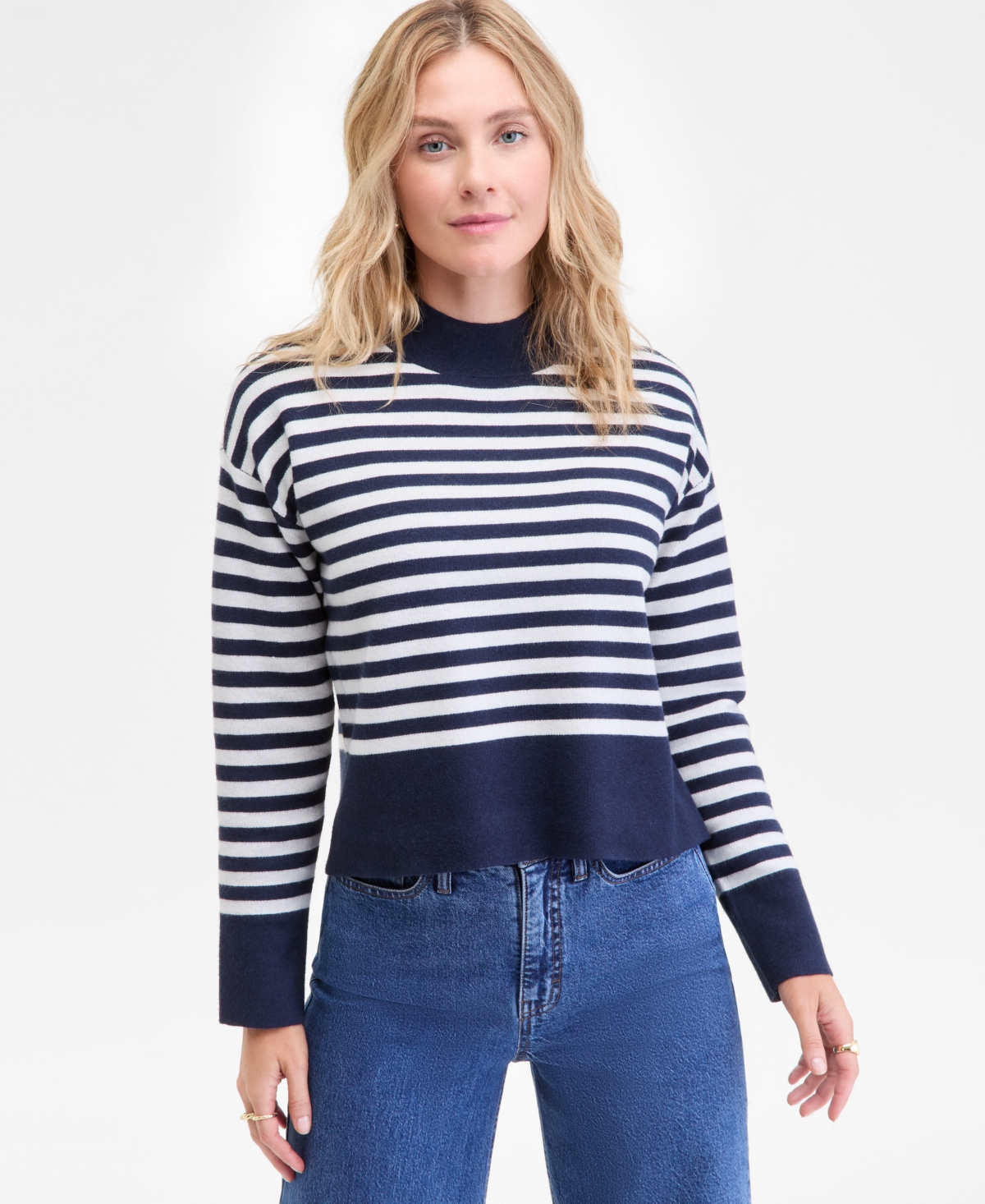 Click here for On 34th Womens Striped Mock Neck Sweater  Macys Ex... prices
