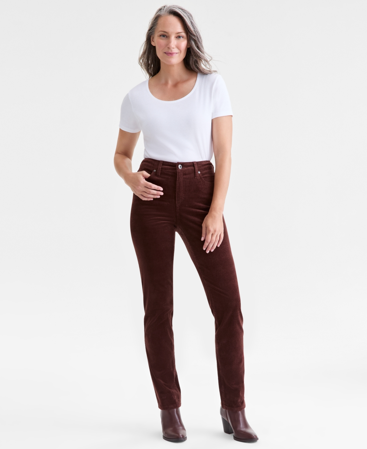Click here for Style & Co Womens High-Rise Straight-Leg Corduroy... prices