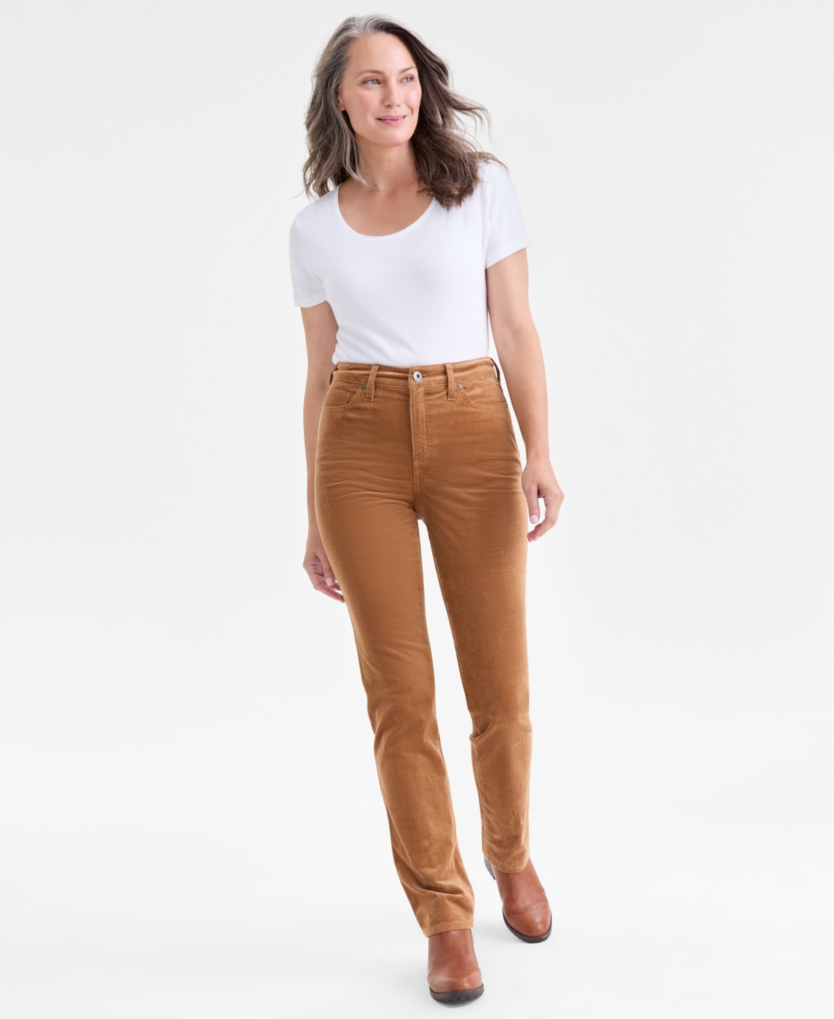 Click here for Style & Co Womens High-Rise Straight-Leg Corduroy... prices