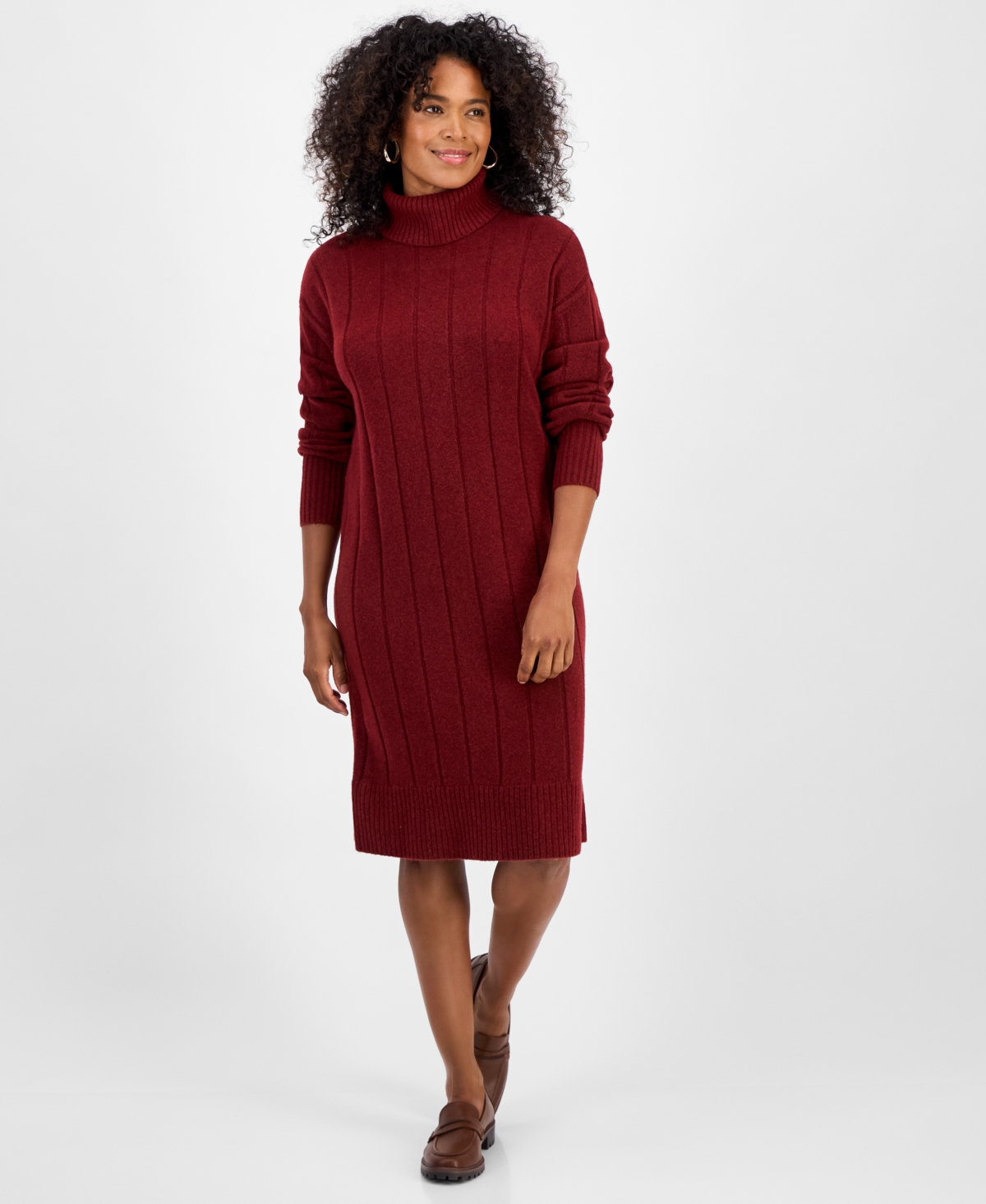 Click here for Style & Co Womens Ribbed Turtleneck Sweater Dress... prices