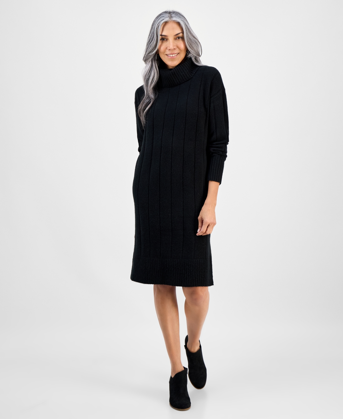 Click here for Style & Co Womens Ribbed Turtleneck Sweater Dress... prices
