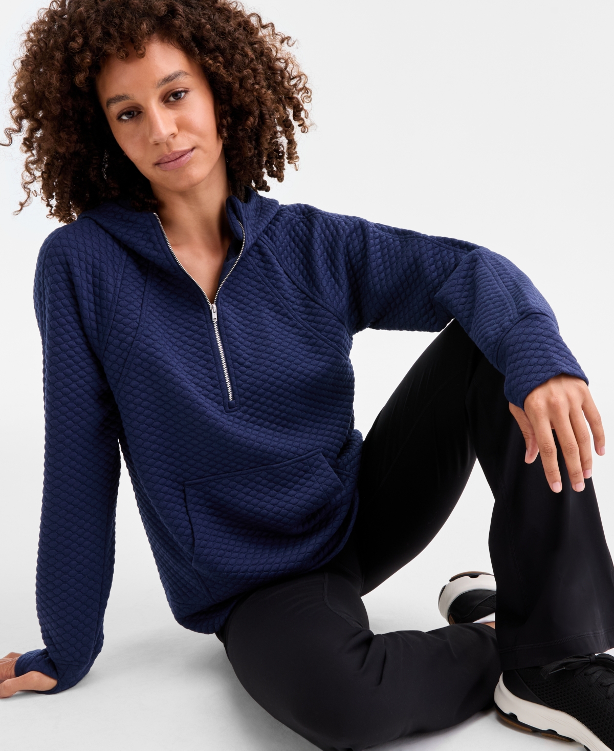 Click here for Id Ideology Womens Relaxed Quilted Half-Zip Hoodie... prices