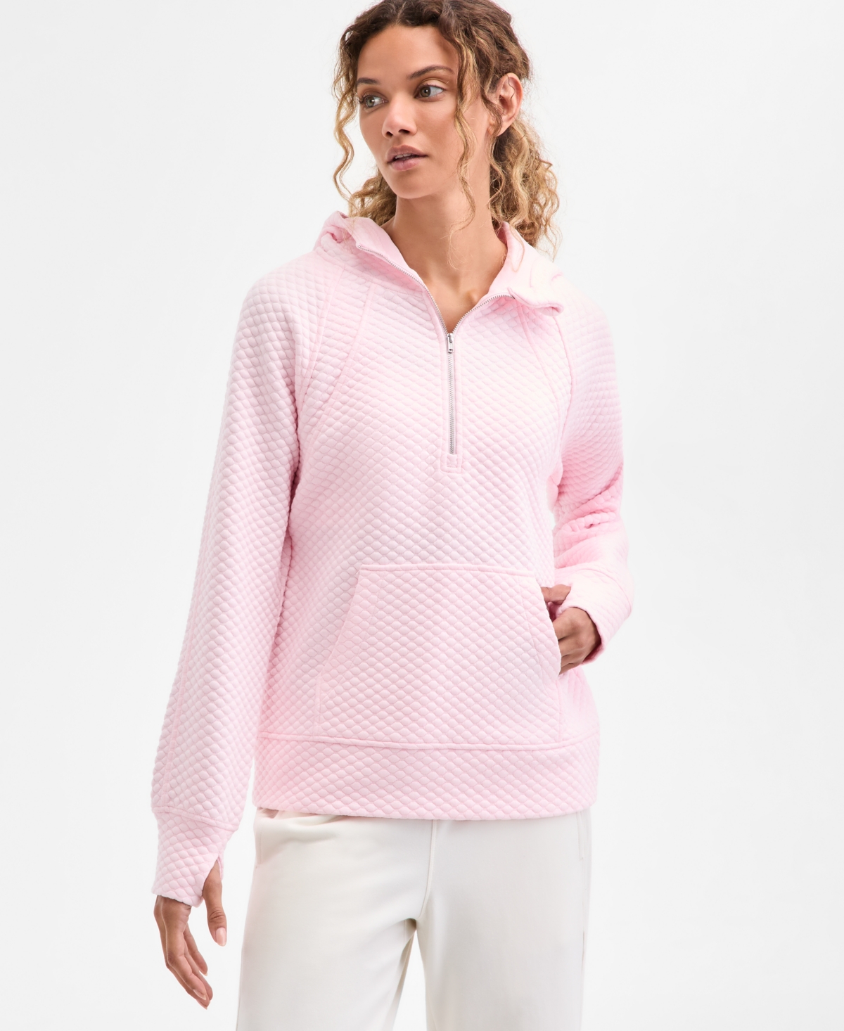 Click here for Id Ideology Womens Relaxed Quilted Half-Zip Hoodie... prices