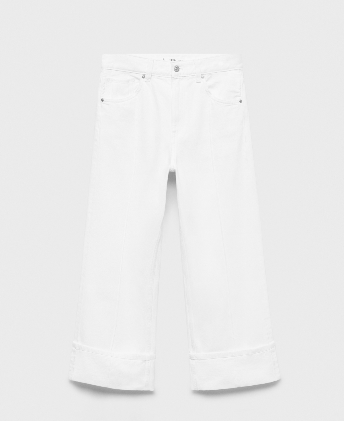 Click here for Mango Womens Turned-Up Hem Wide Leg Cropped Jeans... prices