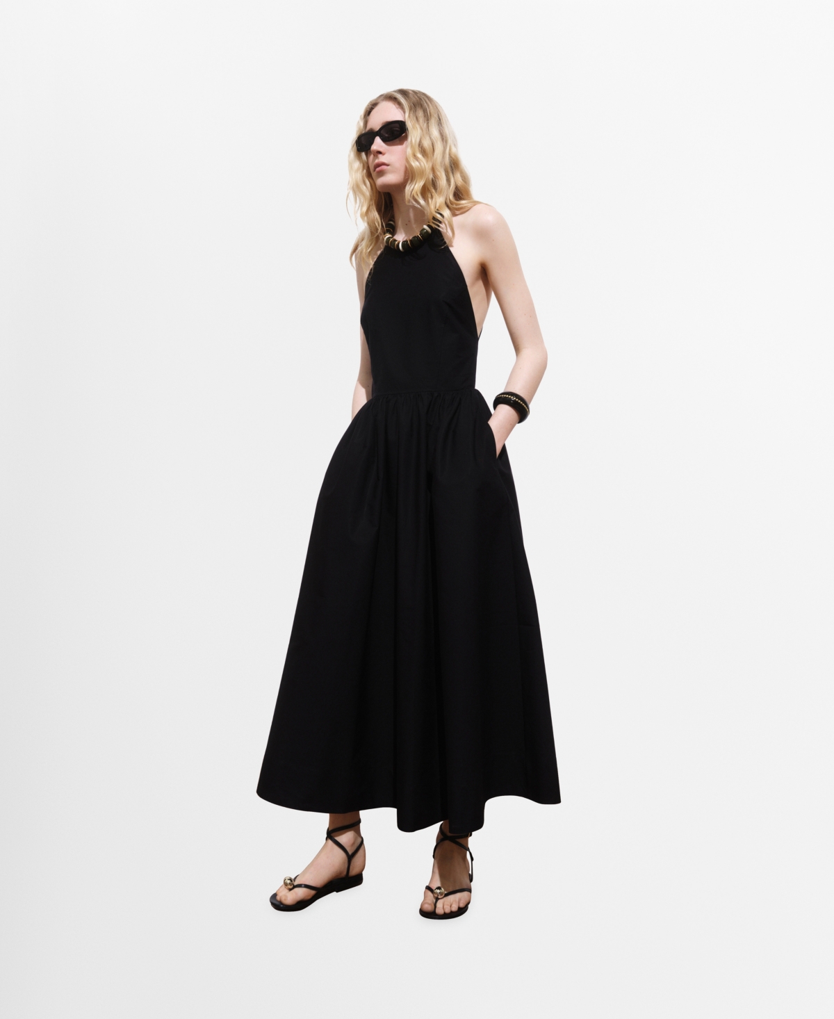 Click here for Mango Womens Crossed Back Halter Dress - Black prices