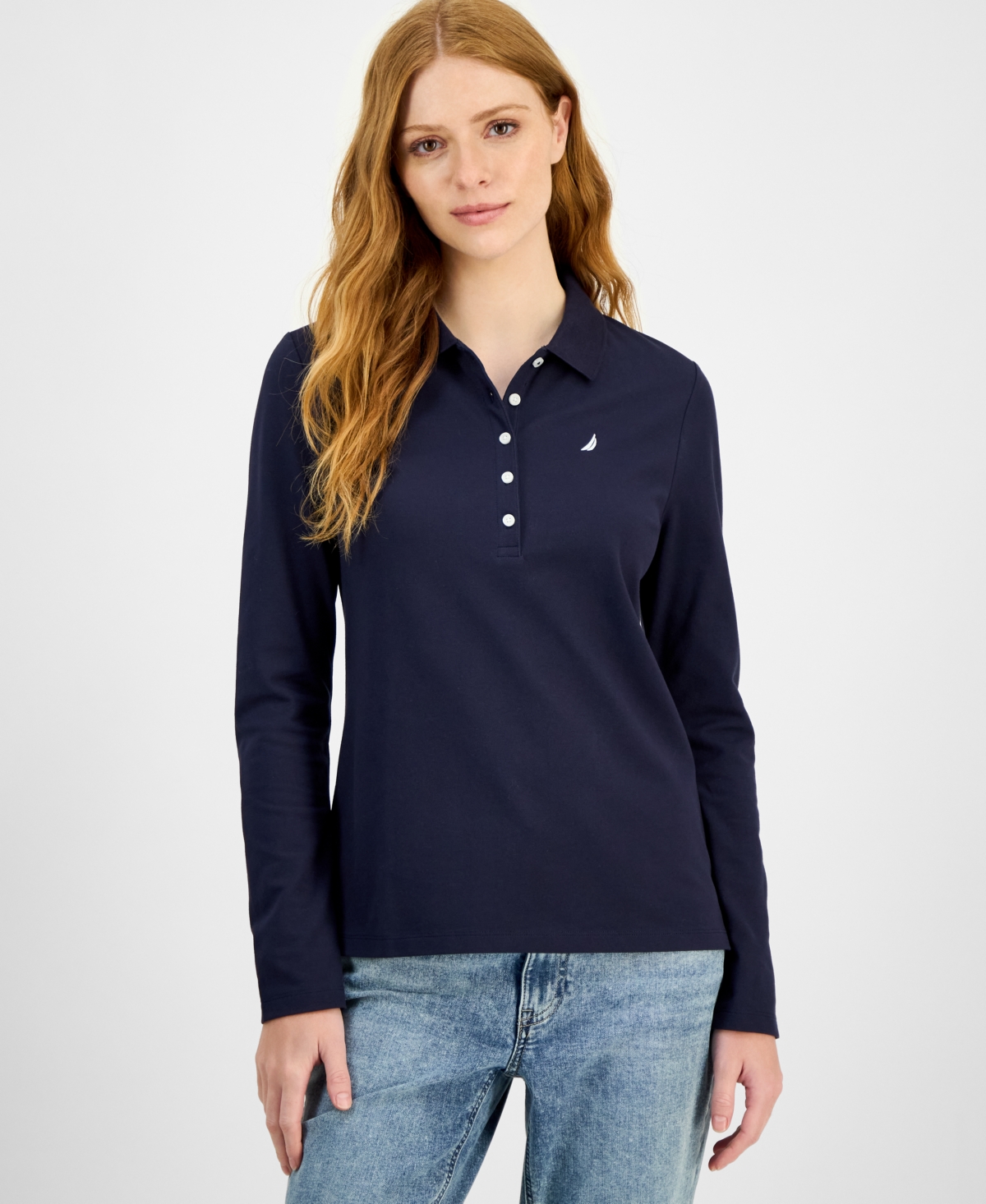 Click here for Nautica Jeans Womens Long Sleeve Polo Shirt - Nigh... prices