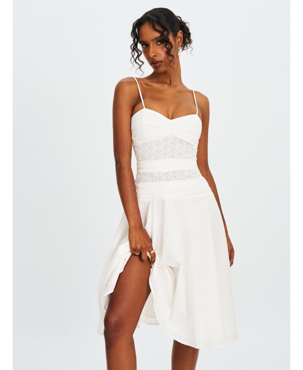 Click here for Miss Circle Womens Maelis White Eyelet Drop Waist... prices
