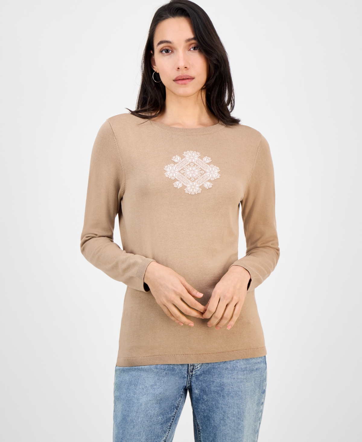 Click here for Nautica Jeans Womens Cotton Snowflake Sweater - Ca... prices