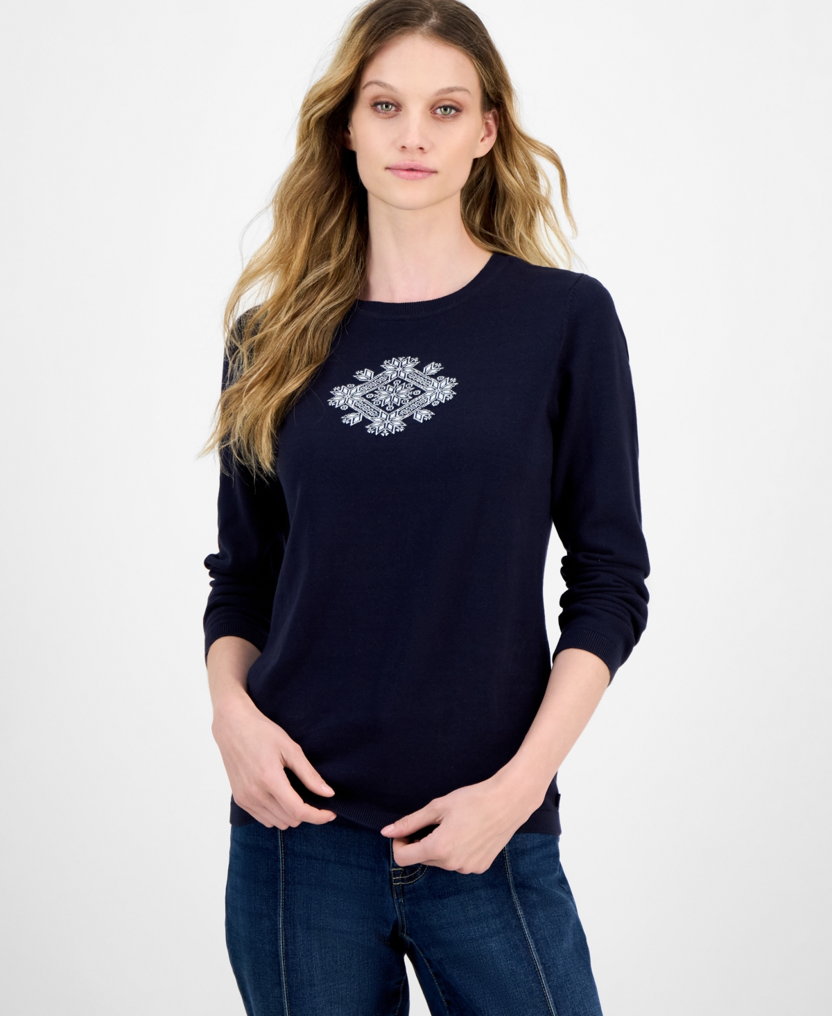 Click here for Nautica Jeans Womens Cotton Snowflake Sweater - Ni... prices