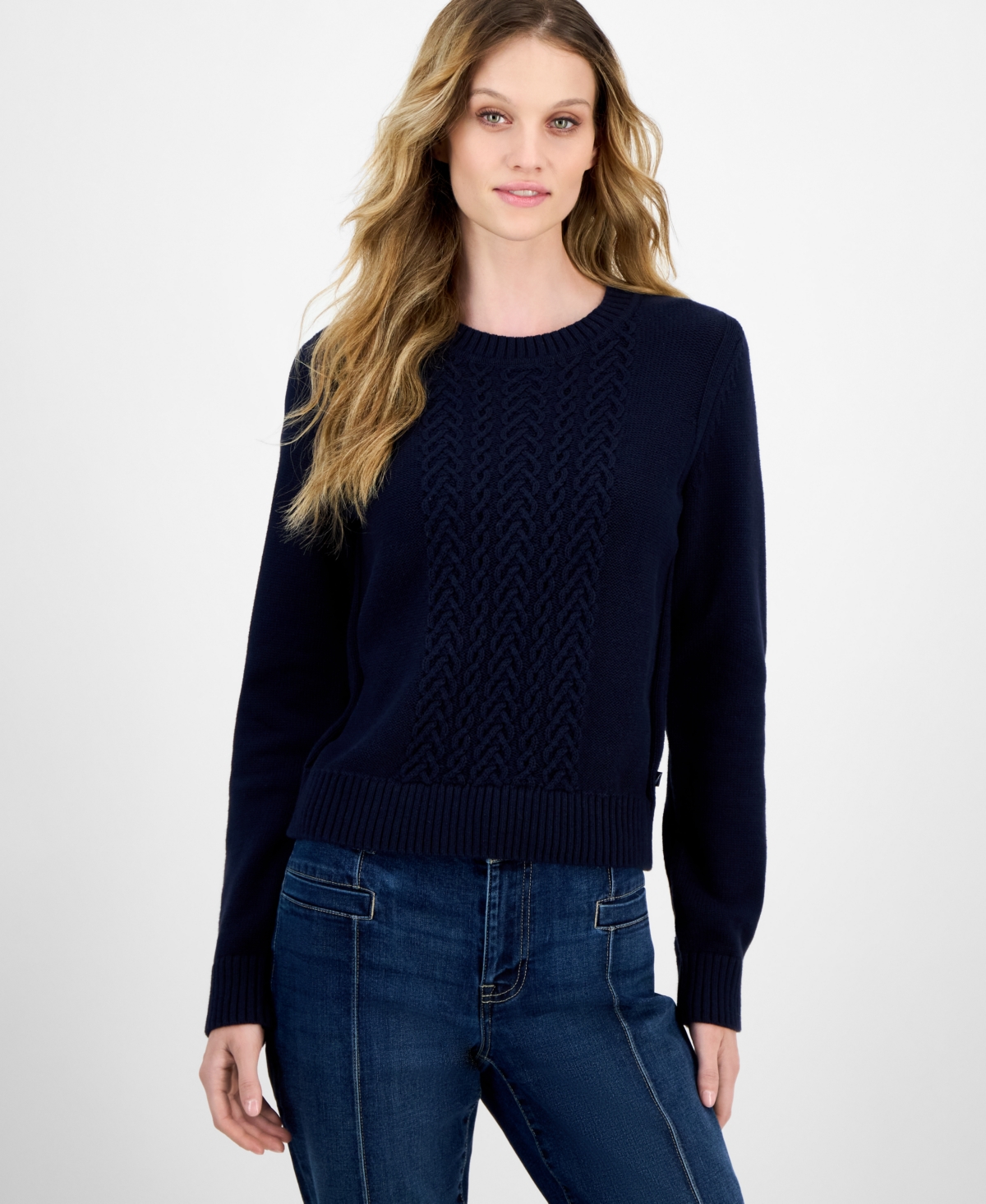 Click here for Nautica Womens Cotton Heart Cable Crewneck Sweater... prices