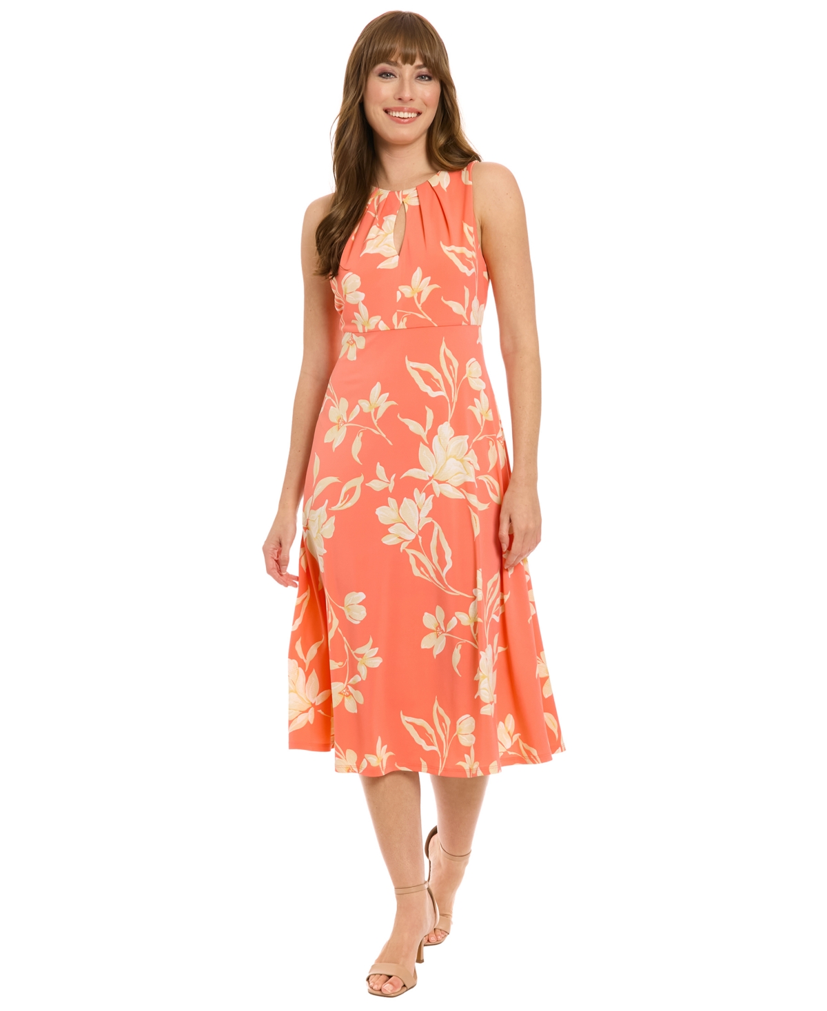 Click here for London Times Petite Printed Sleeveless Midi Dress... prices