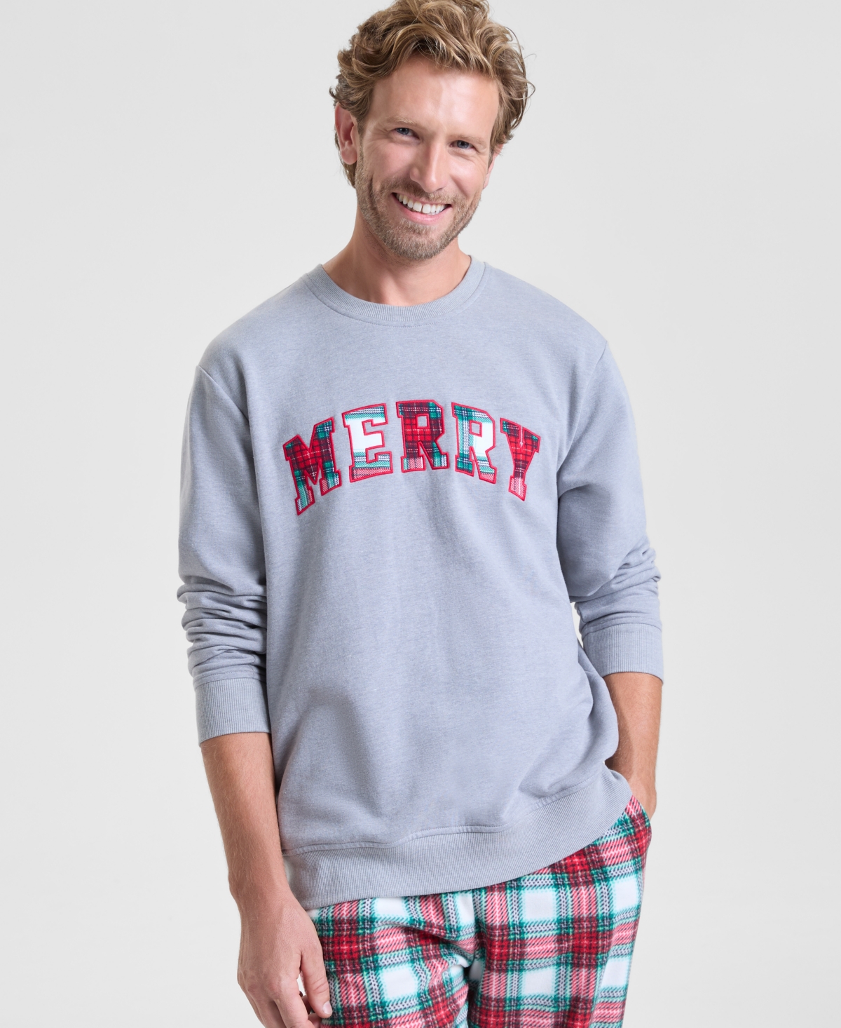 Click here for Holiday Lane Mens Merry Plaid Applique Sweatshirt... prices