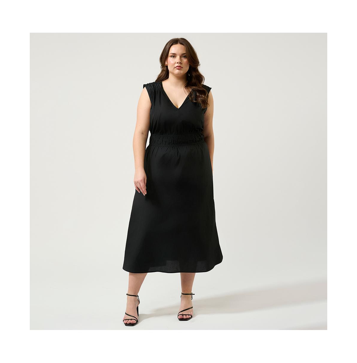 Click here for Estelle Allyssa Elasticated Midi Dress - Black prices