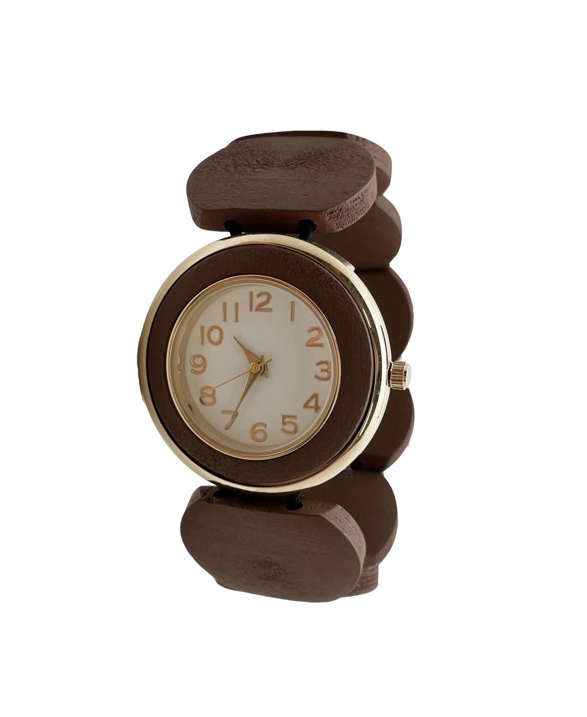 Click here for Olivia Pratt Brown Gold Stretch Wooden Watch - Bro... prices