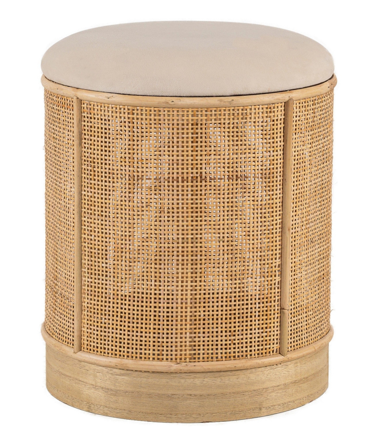 Click here for Nordlys - Beige Velvet and Rattan Pouf Exotic Boho... prices