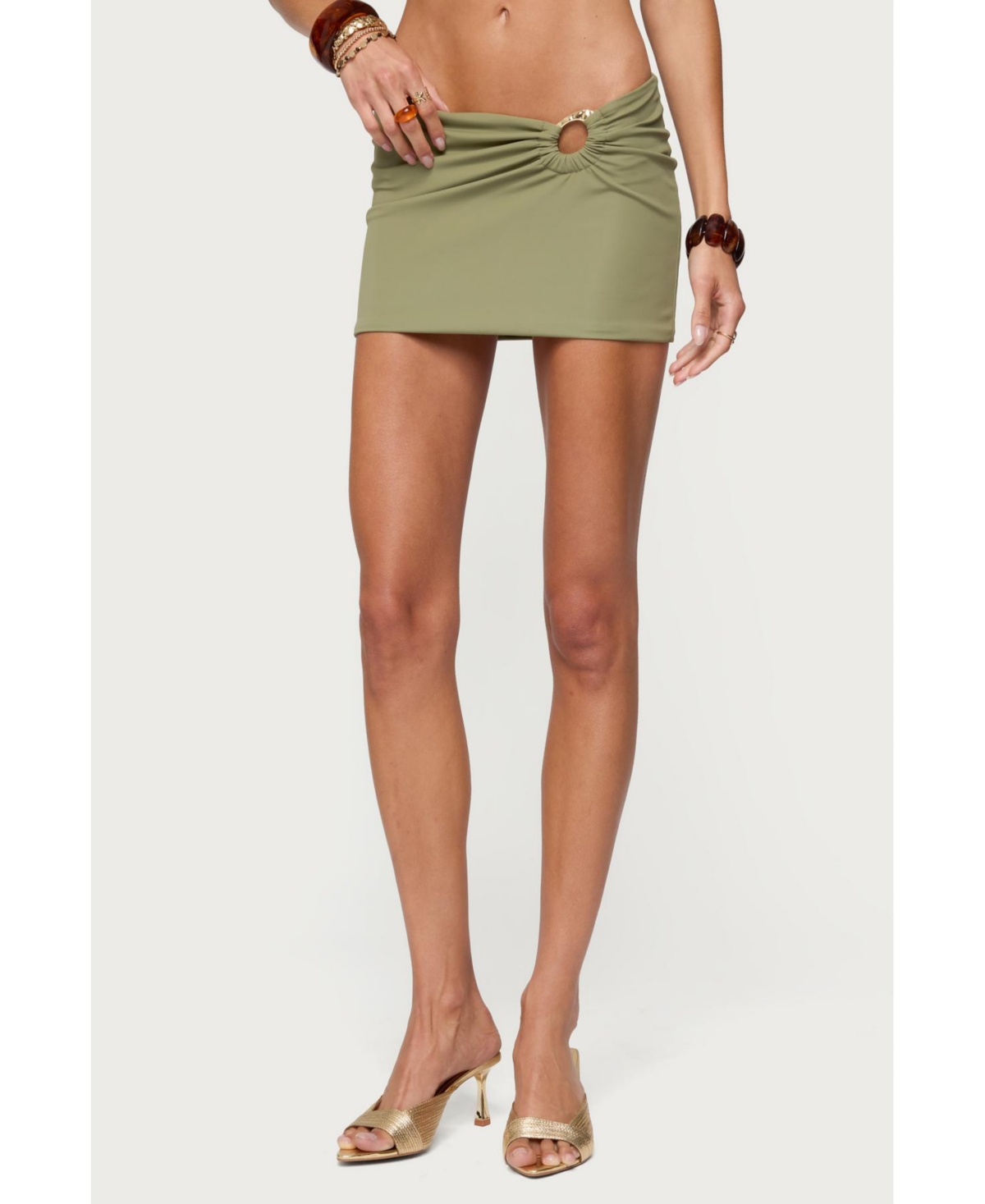 Click here for Edikted Womens Billey Metal Ring Mini Skirt - Oliv... prices