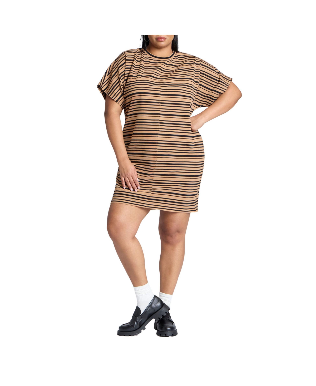 Click here for Eloquii Womens Elements Mini Dolman Tee Dress - Na... prices