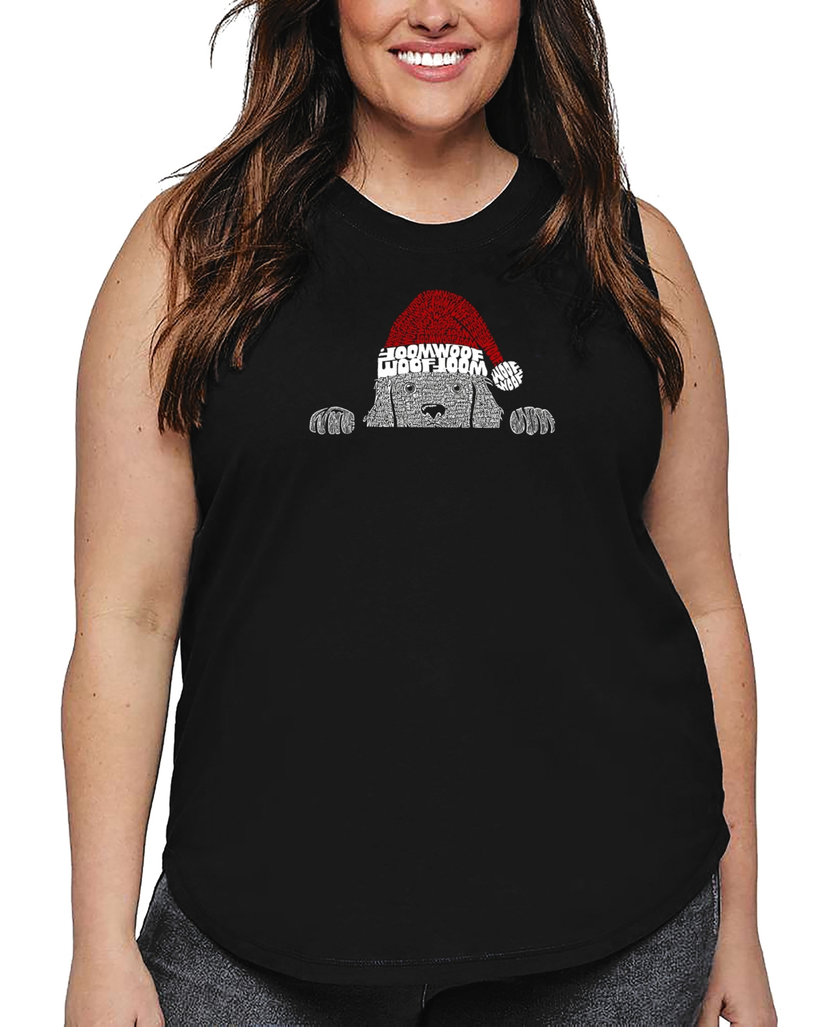 Click here for La Pop Art Plus Size Christmas Peeking Dog Word Ar... prices