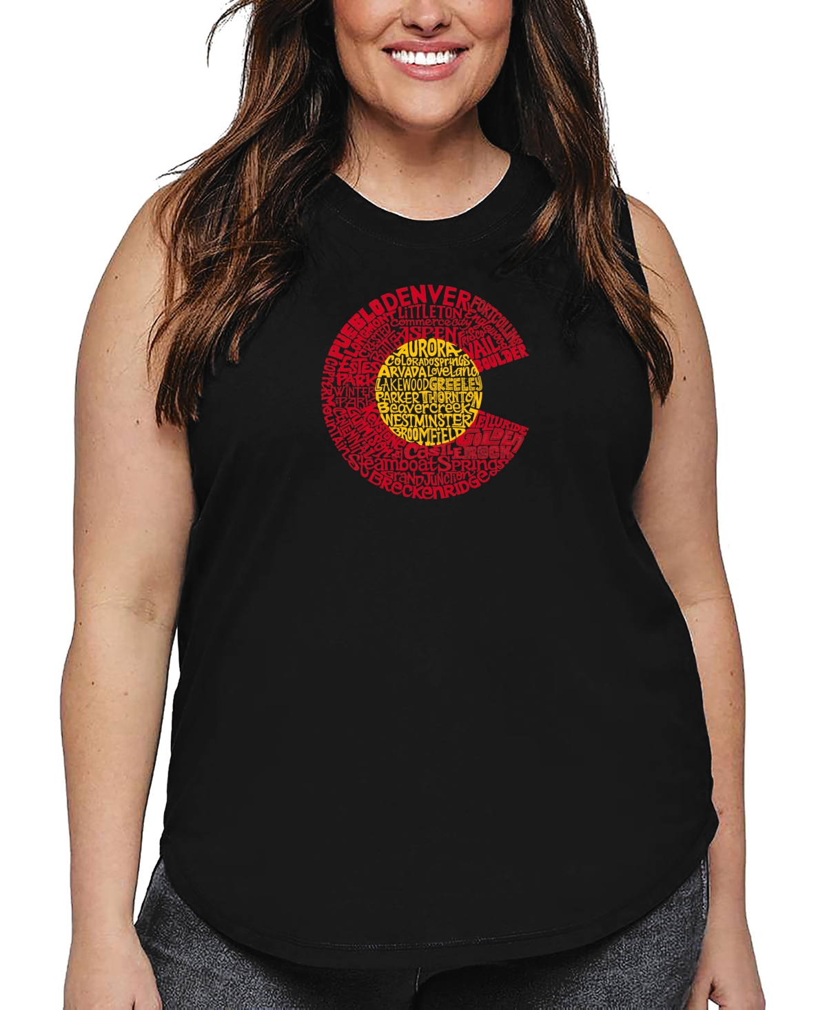 Click here for La Pop Art Plus Size Colorado Word Art Tank Top -... prices