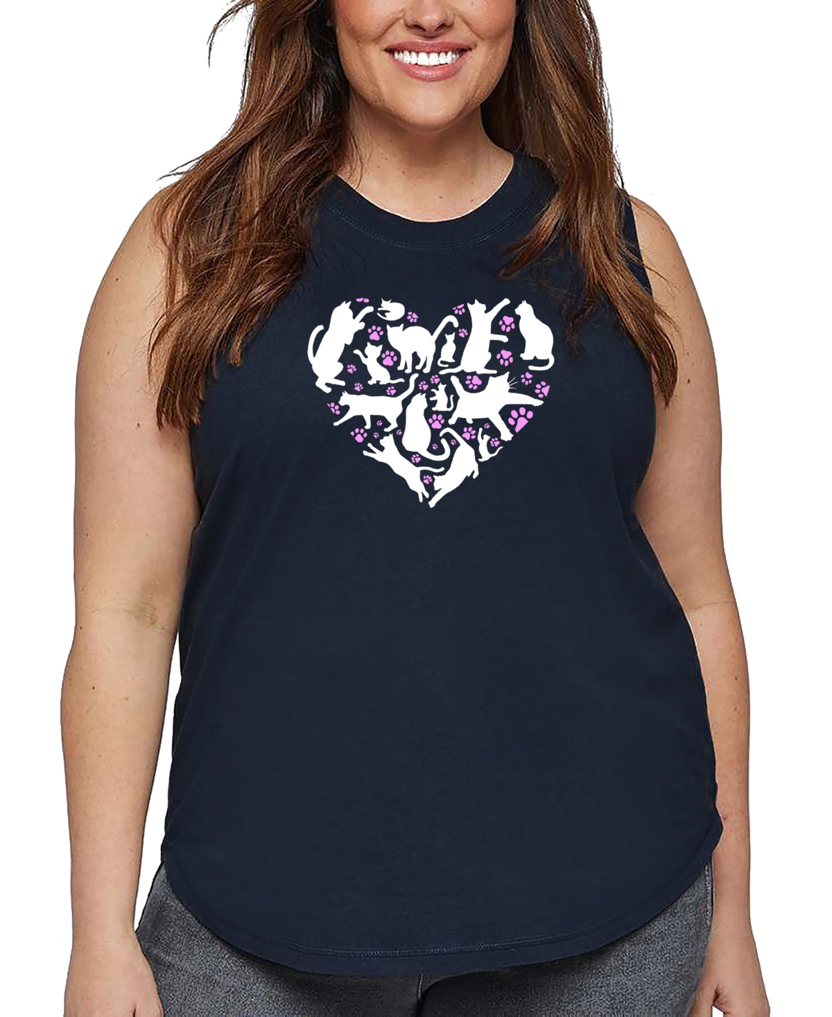 Click here for La Pop Heart Plus Size Cat Heart Word Art Tank Top... prices