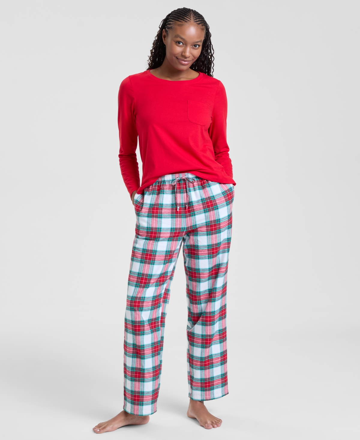 Click here for Holiday Lanes Womens Merry Plaid Crew Neck Matchin... prices